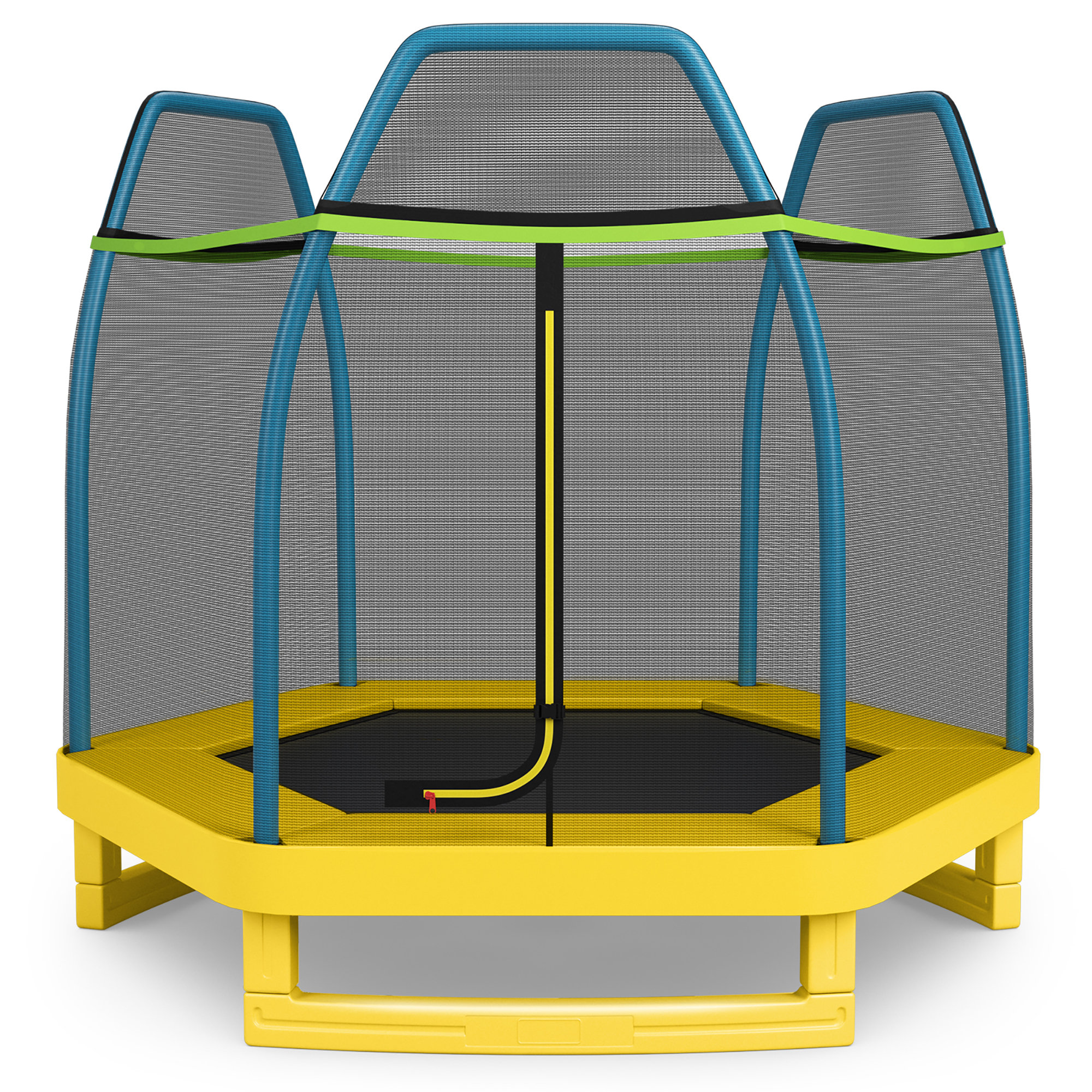 Costway 7' Hexagon Backyard Trampoline with Safety Enclosure Indoor ...