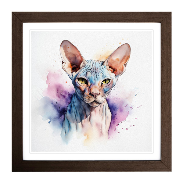 17 Stories Sphynx Cat Watercolour - Single Picture Frame Art Prints on ...