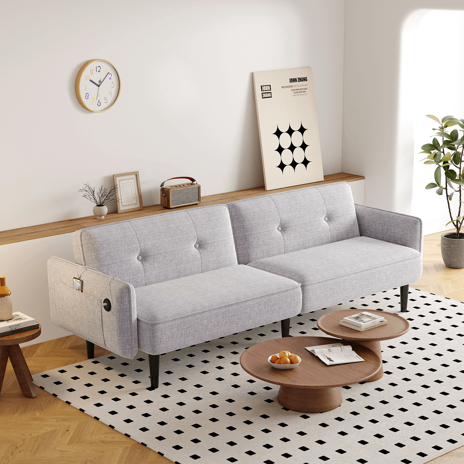 Latitude Run® Toneisha 83" Linen Upholstered Convertible Sofa W ...