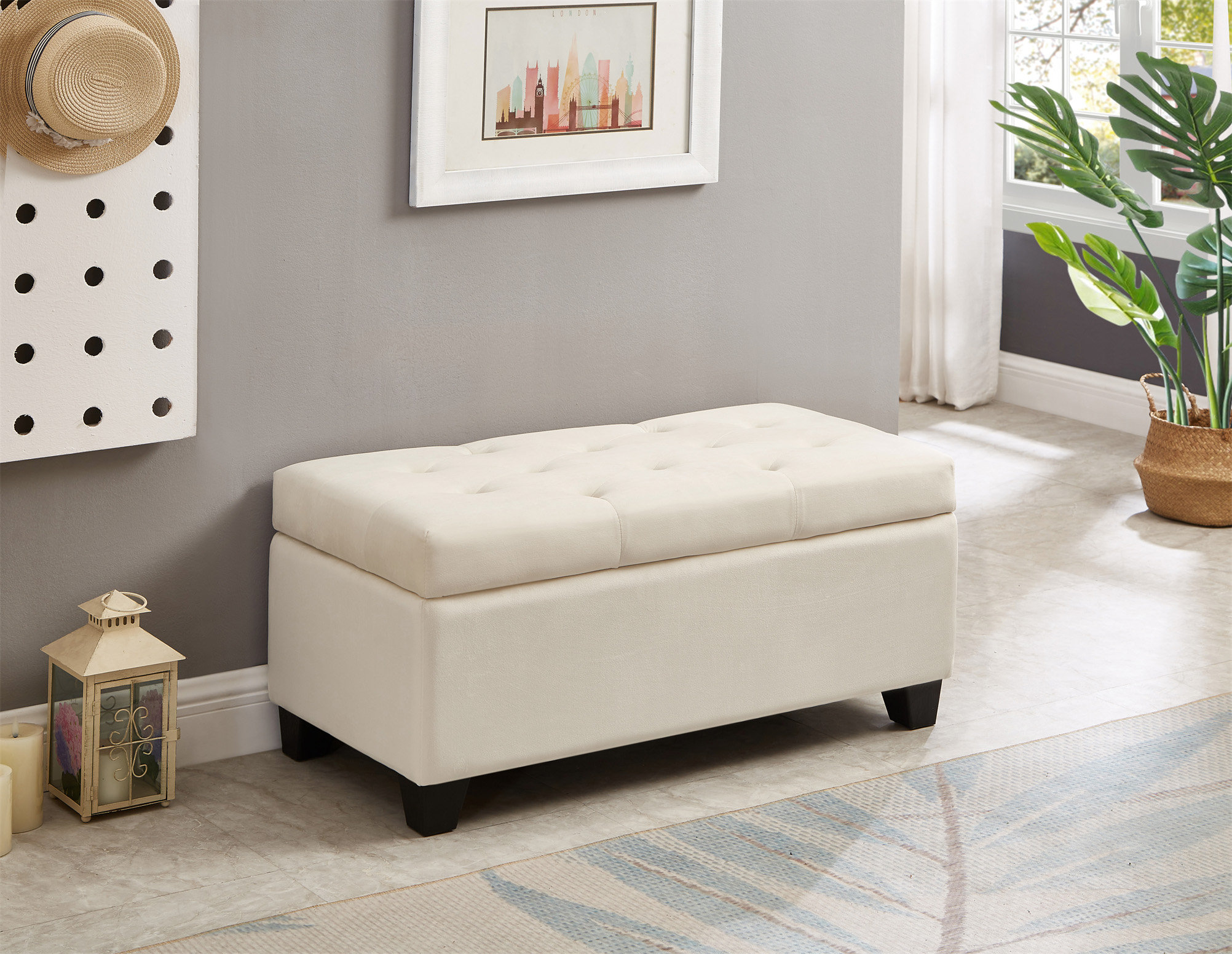 Latitude Run® Fullon Fabric Upholstered Storage Bench, Bedroom Bench ...