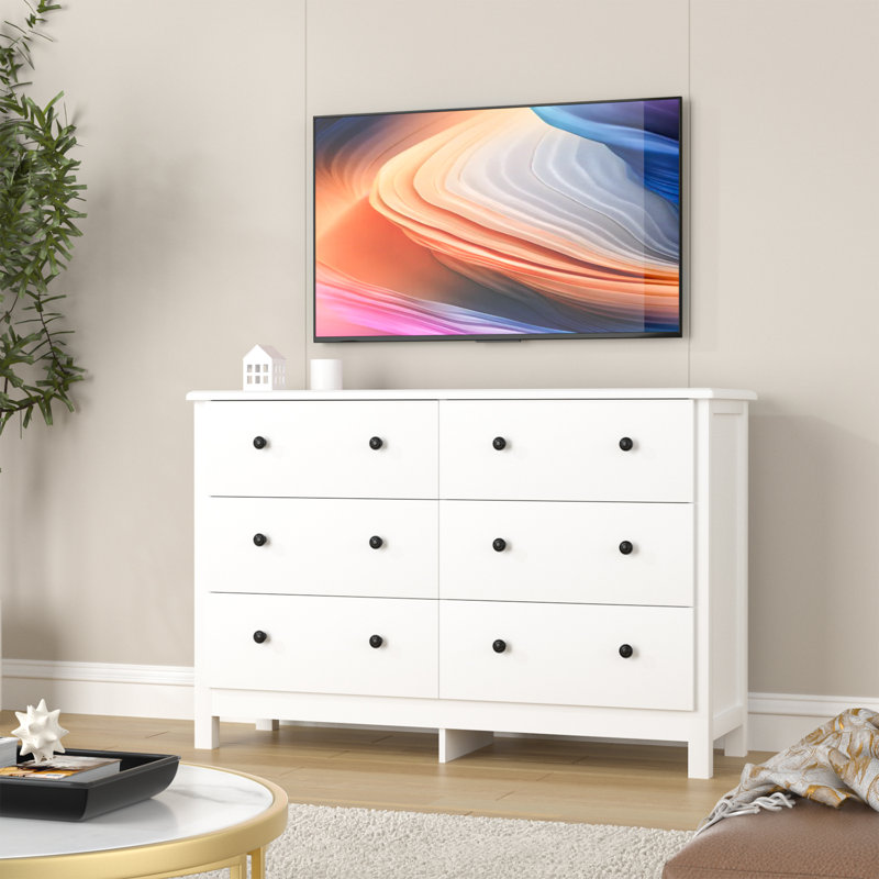 Winston Porter White 6-drawer Dresser, 47.25" W & Reviews | Wayfair