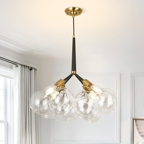 George Oliver Mid-Century Glass Chandelier,12 Glass Globes Pendant ...