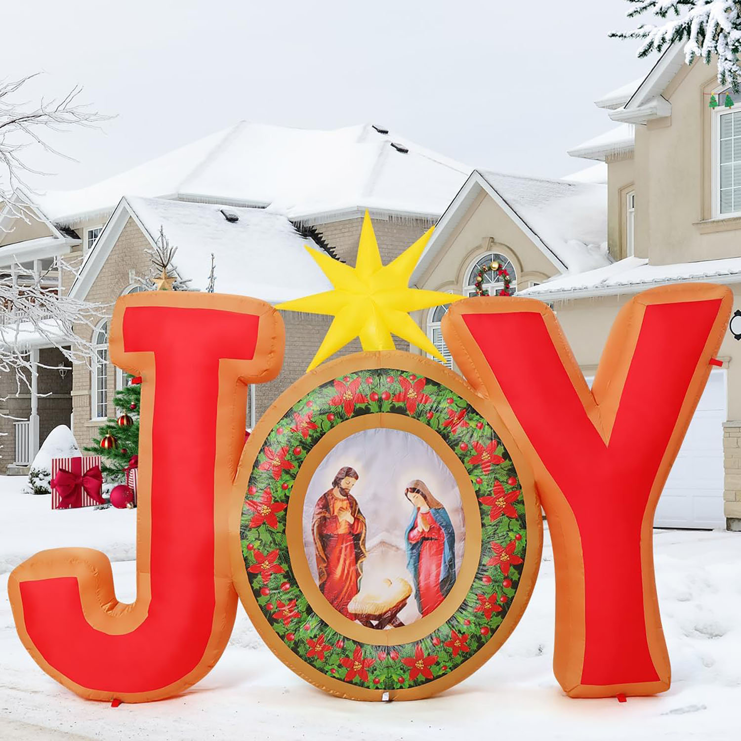 The Holiday Aisle® 5.3FT Wide Christmas Inflatable Nativity Scene ...