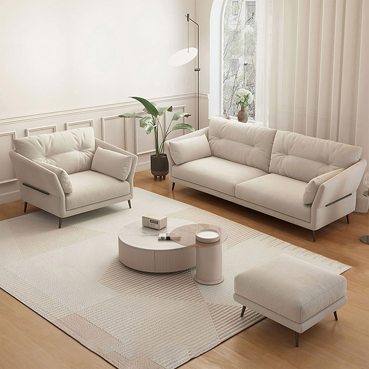 Corrigan Studio® White 100% Polyester 3 - Piece Living Room Set | Wayfair