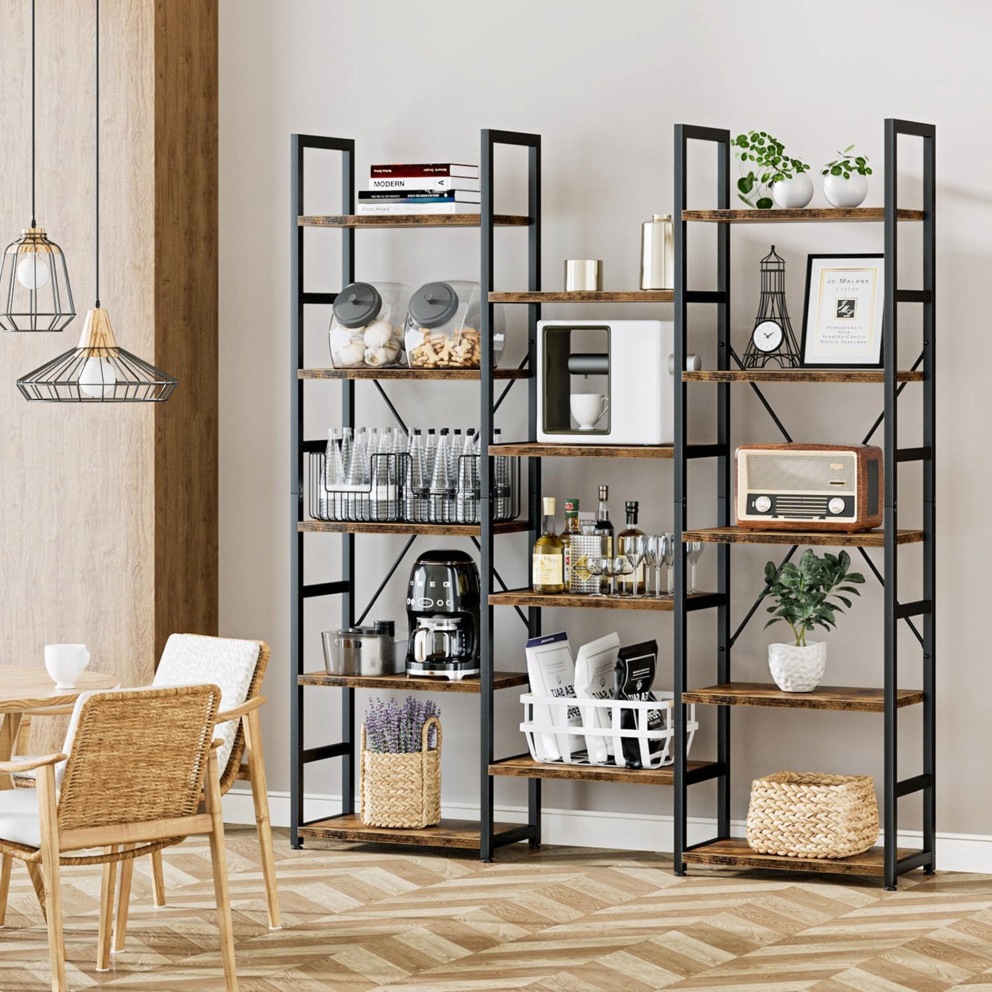 17 Stories Riple Column 5 Tier Bookshelf, Bookcase With 14 Open Display ...