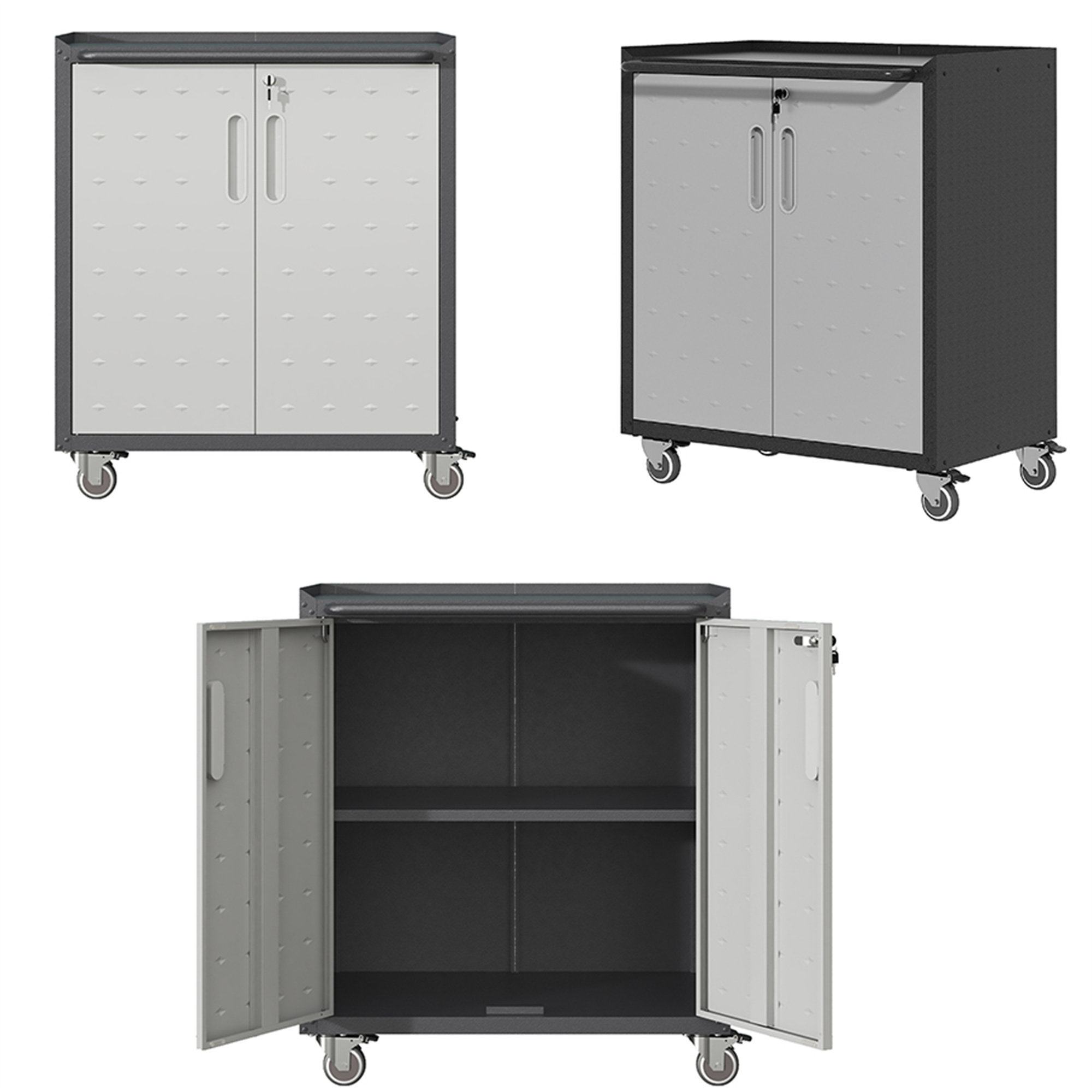 Charlton Home® Duty Metal Garage Storage Cabinet With Wheels | Wayfair