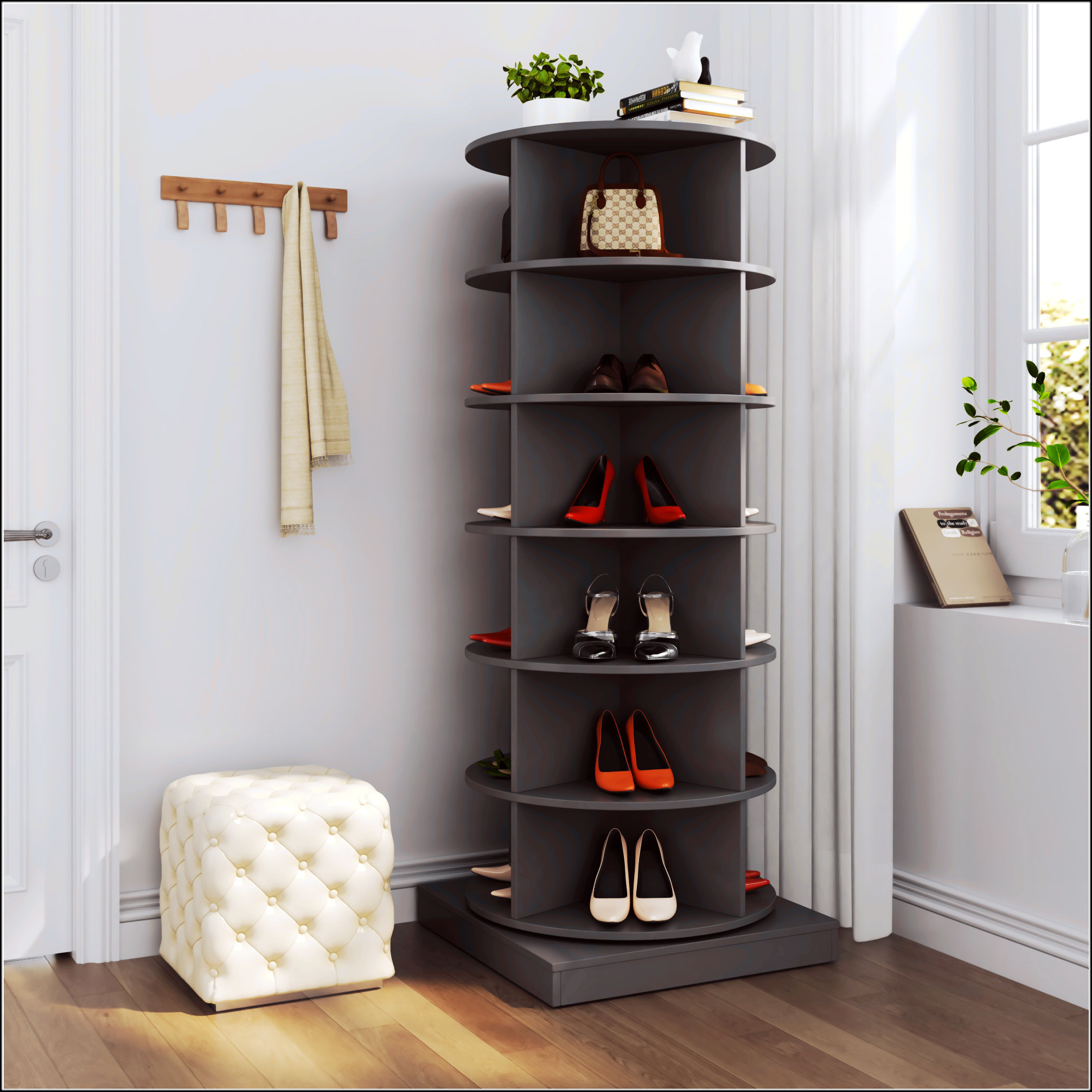Ebern Designs 360 Rotating Shoe Cabinet 6 Layers | Wayfair