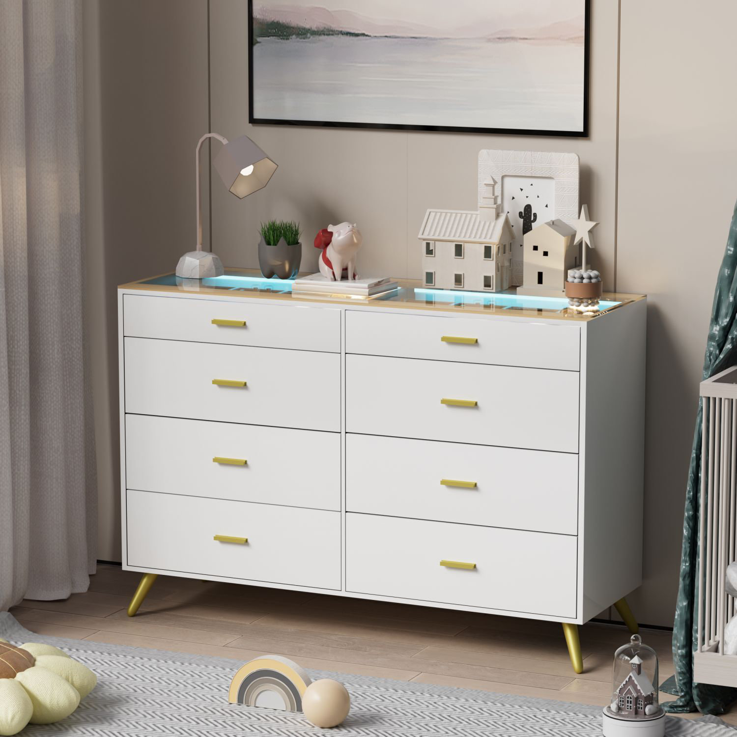 Mercer41 Rabea 8 - Drawer Dresser for Bedroom, Wide Chest of Drawers ...