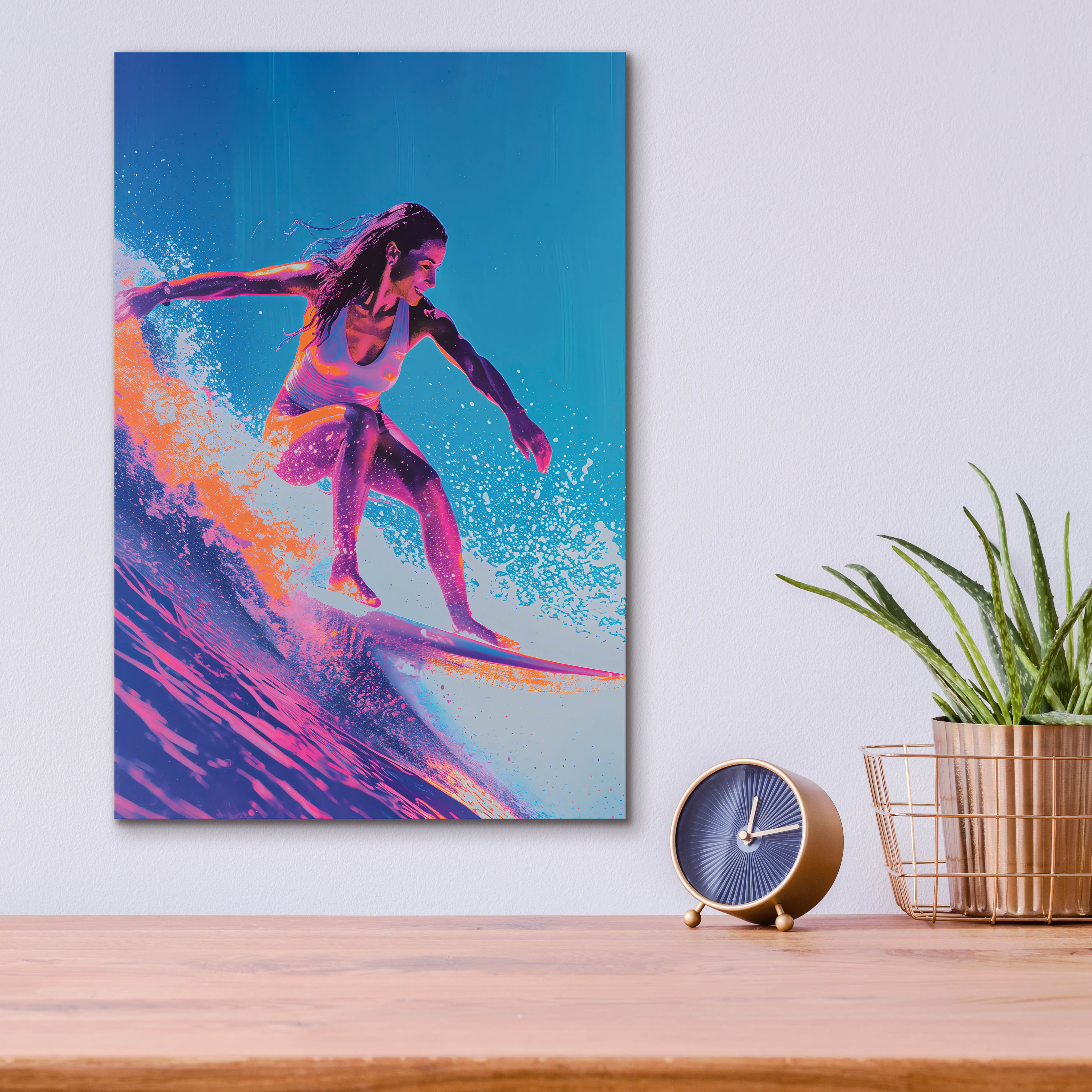 Epic Art 'Surfing Woman' by Andreas Magnusson Acrylic Glass Wall Art ...