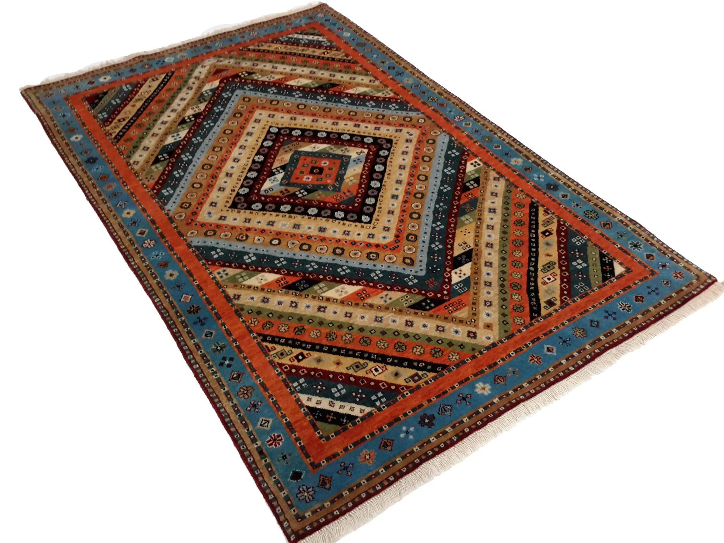Isabelline Azurae Oriental Handmade Rectangle 4' x 6' Wool/Cotton Area ...