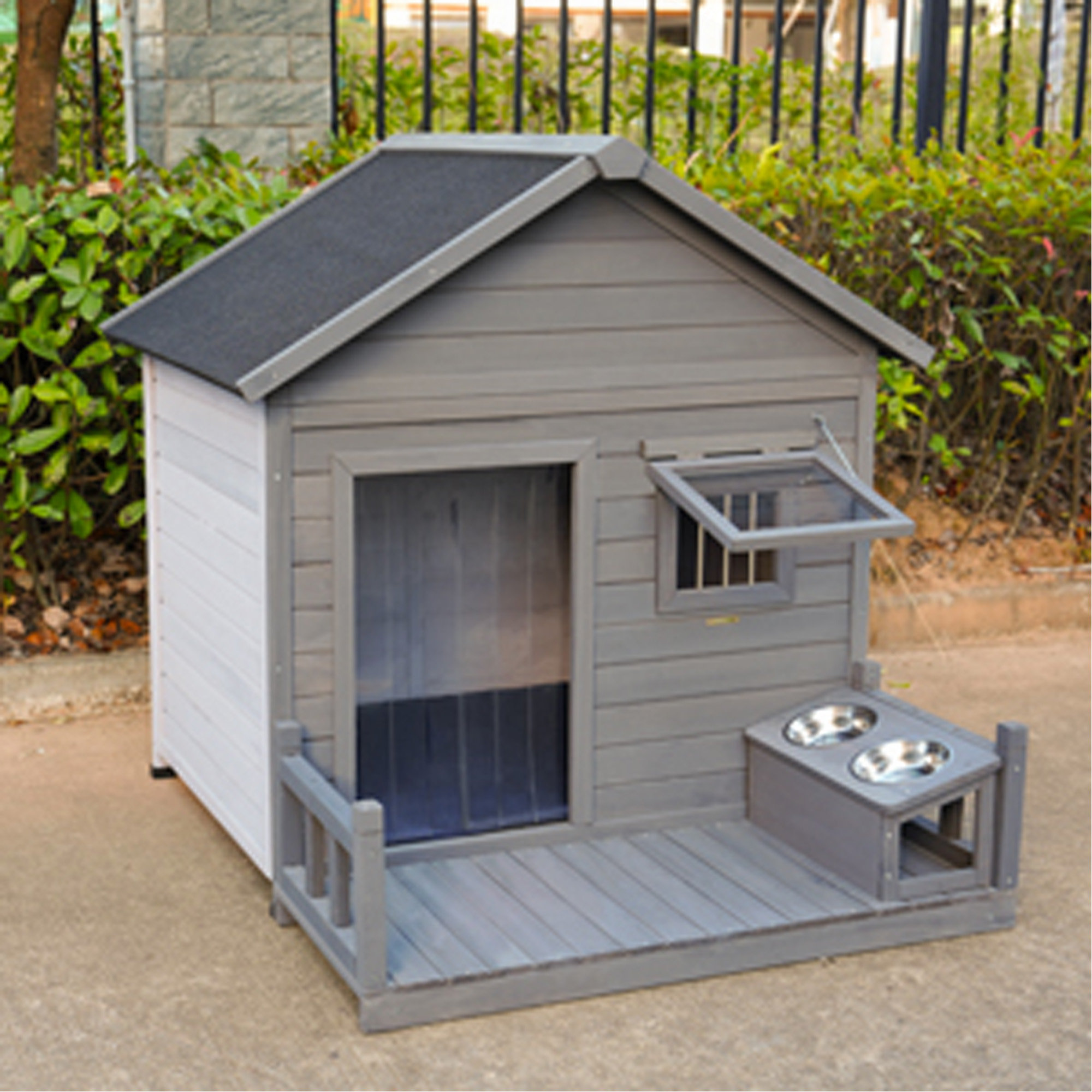 TYUNABRN Grande niche pour chien avec toit en asphalte en bois massif ...