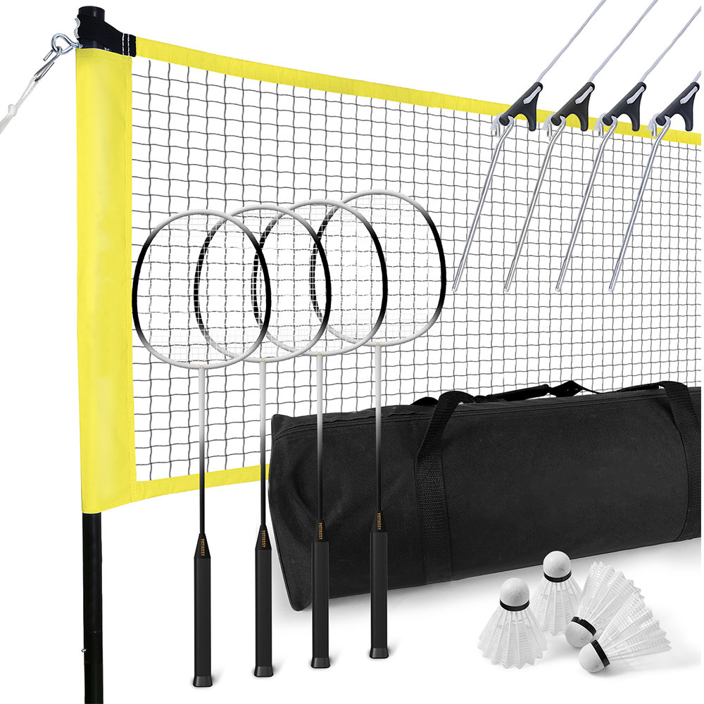 OXYGIE Portable Badminton Set, 4 Badminton Rackets, 4 Nylon ...