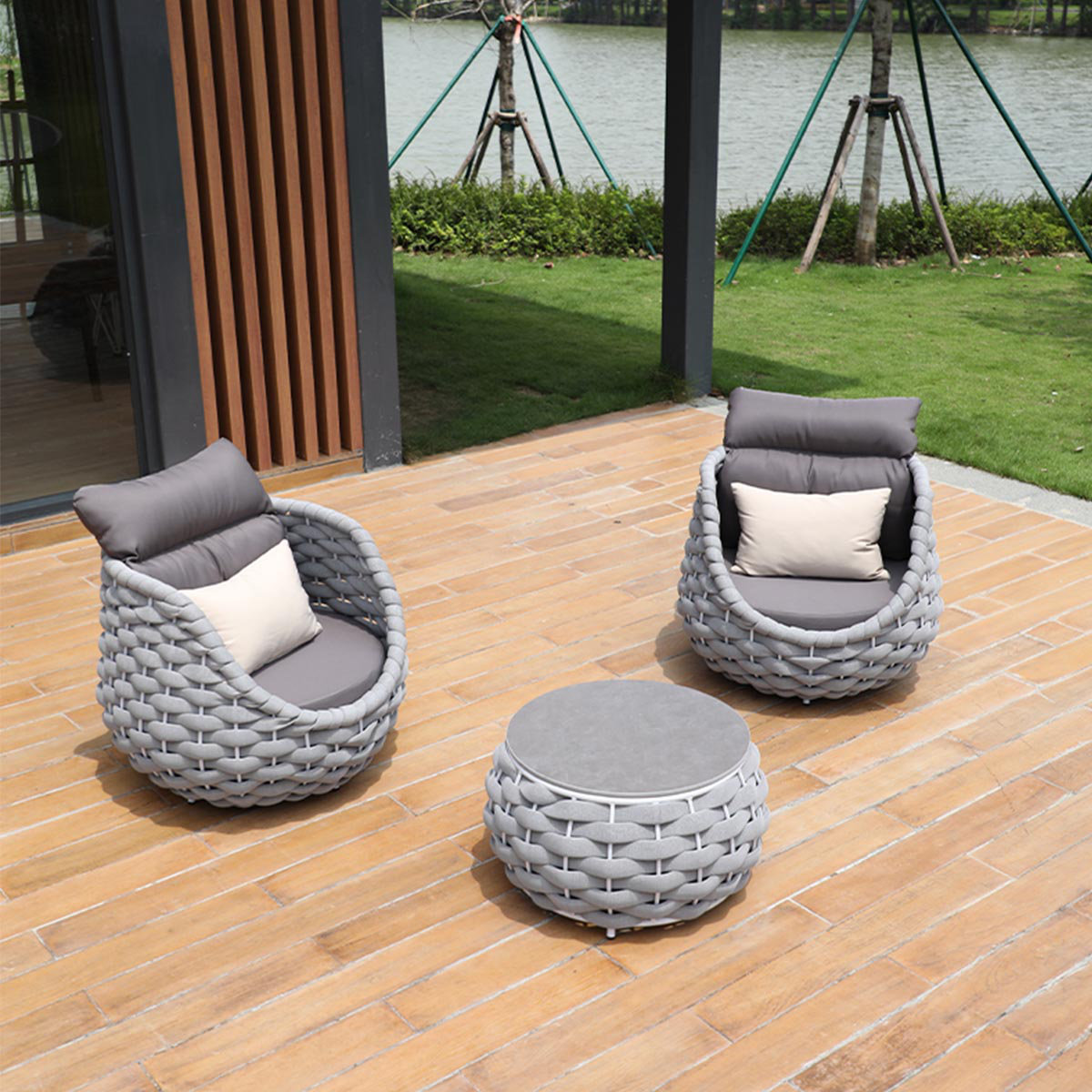 Hokku Designs Trayden 2 - Person Outdoor Seating Group with Cushions ...