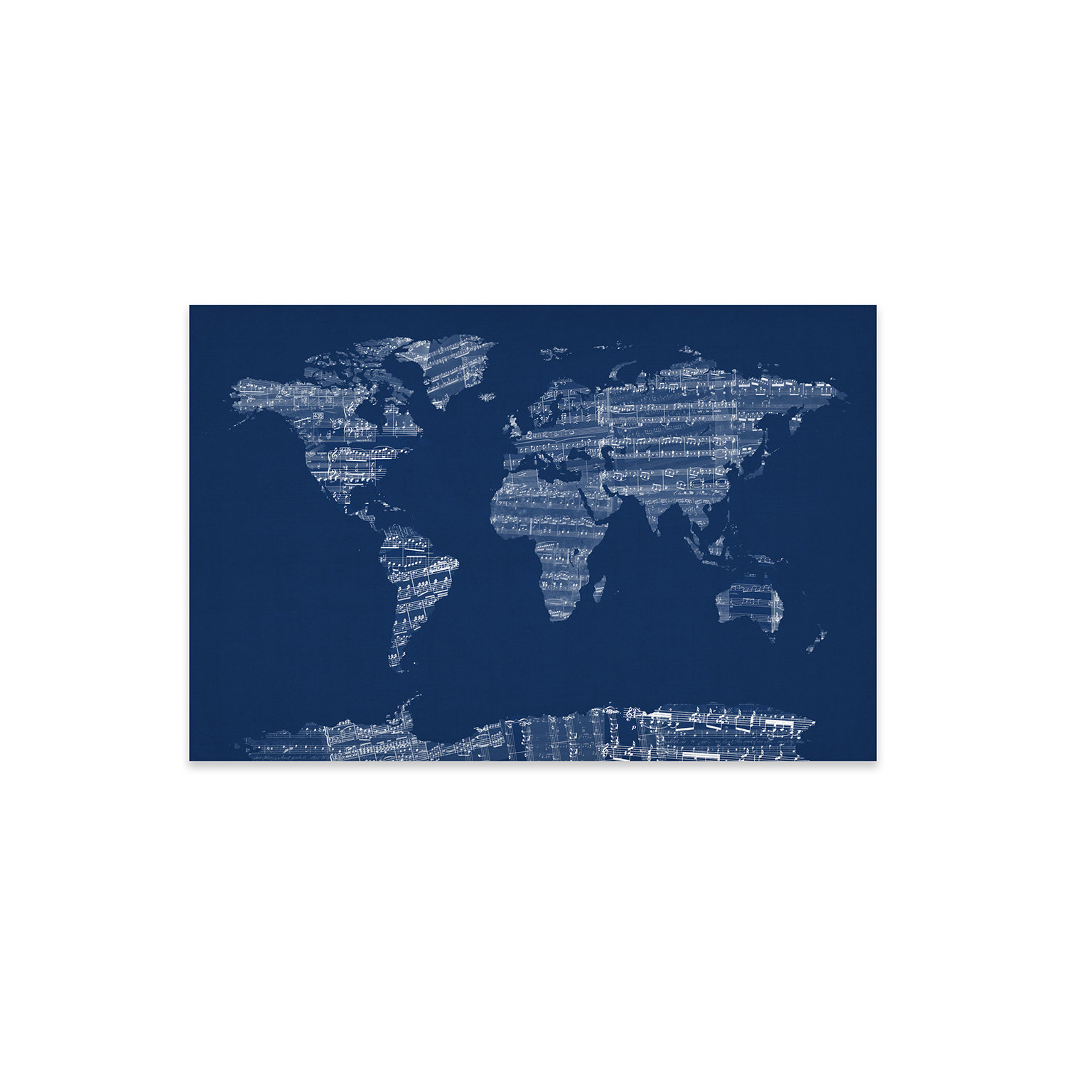 Breakwater Bay World Map Sheet Music (Blue) On Plastic / Acrylic by ...