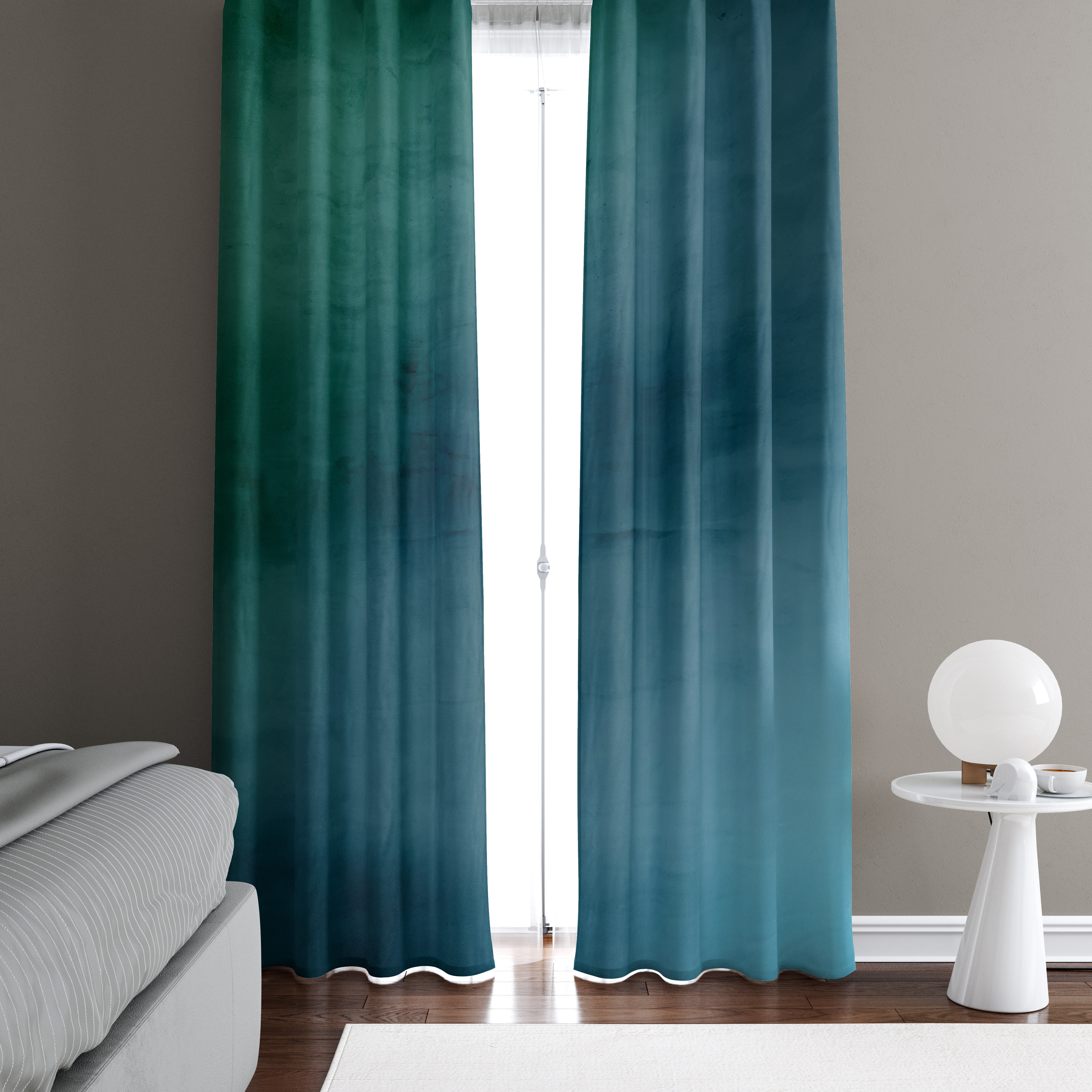 Deja Blue Studios Grunge Blue And Green Gradient Window Curtains ...
