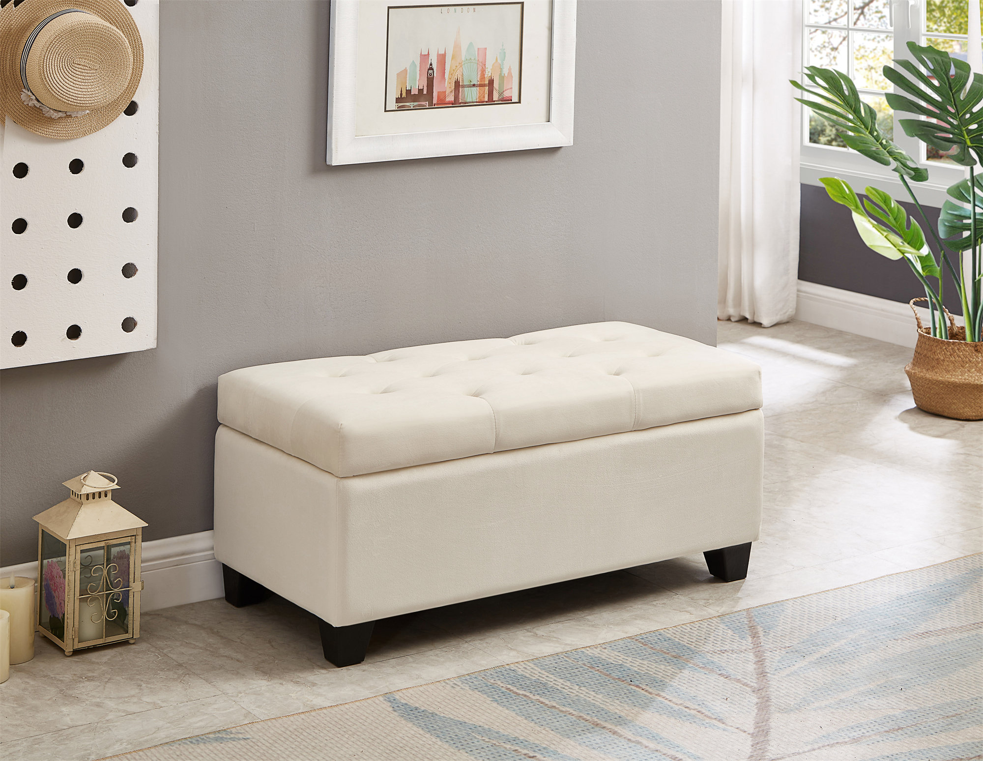 Ebern Designs Upholstered Storage Rectangular Bench For Entryway Bench ...