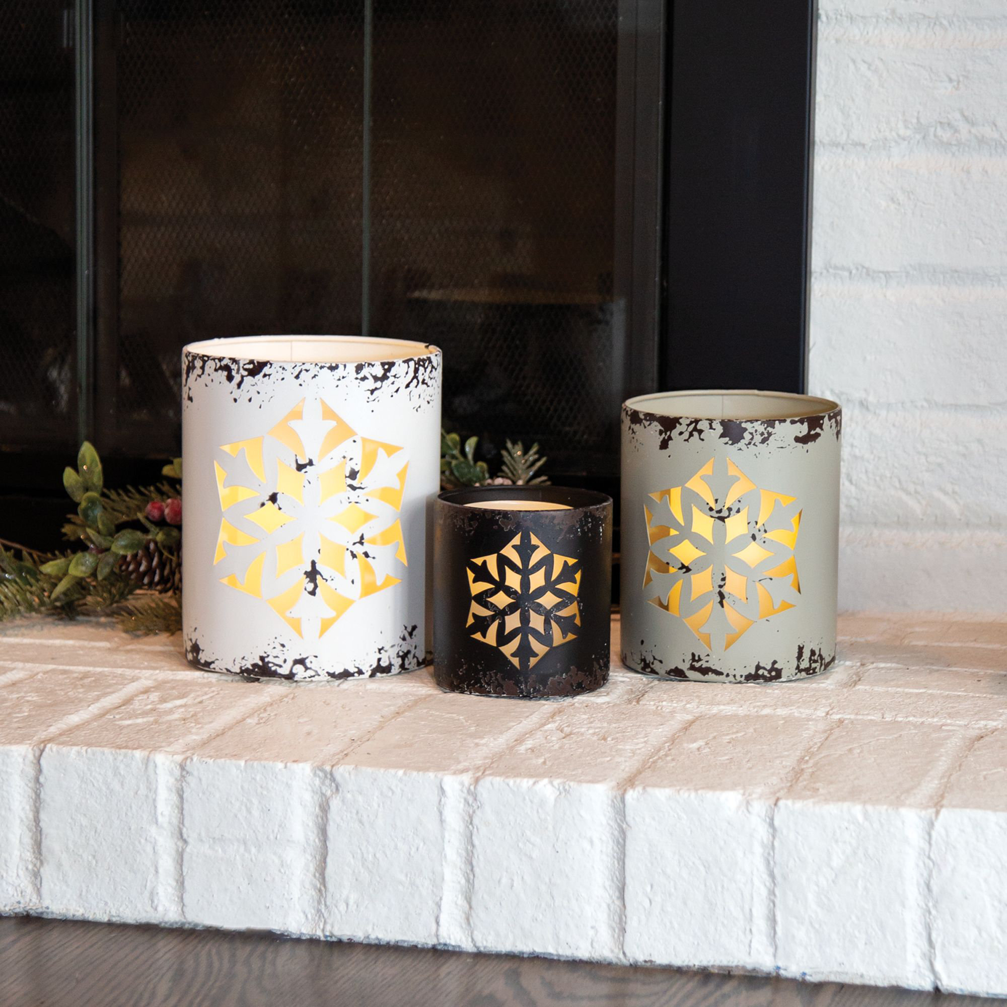 The Holiday Aisle® 3/Set, Distressed Metal Snowflake Buckets | Wayfair