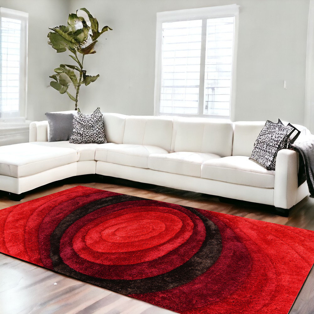 HomeRoots Red Shag Hand Tufted Area Rug | Wayfair