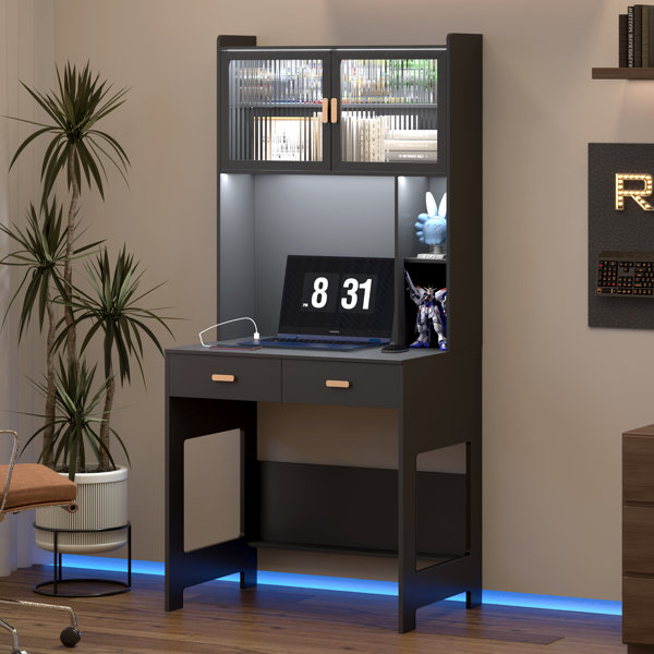 Latitude Run® Berwaldt 31.5'' W Rectangle Computer Desk with Hutch and ...