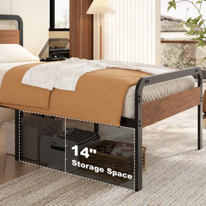 17 Stories 16 Inch Bed Frame with Wood Headboard and Footboard | Wayfair