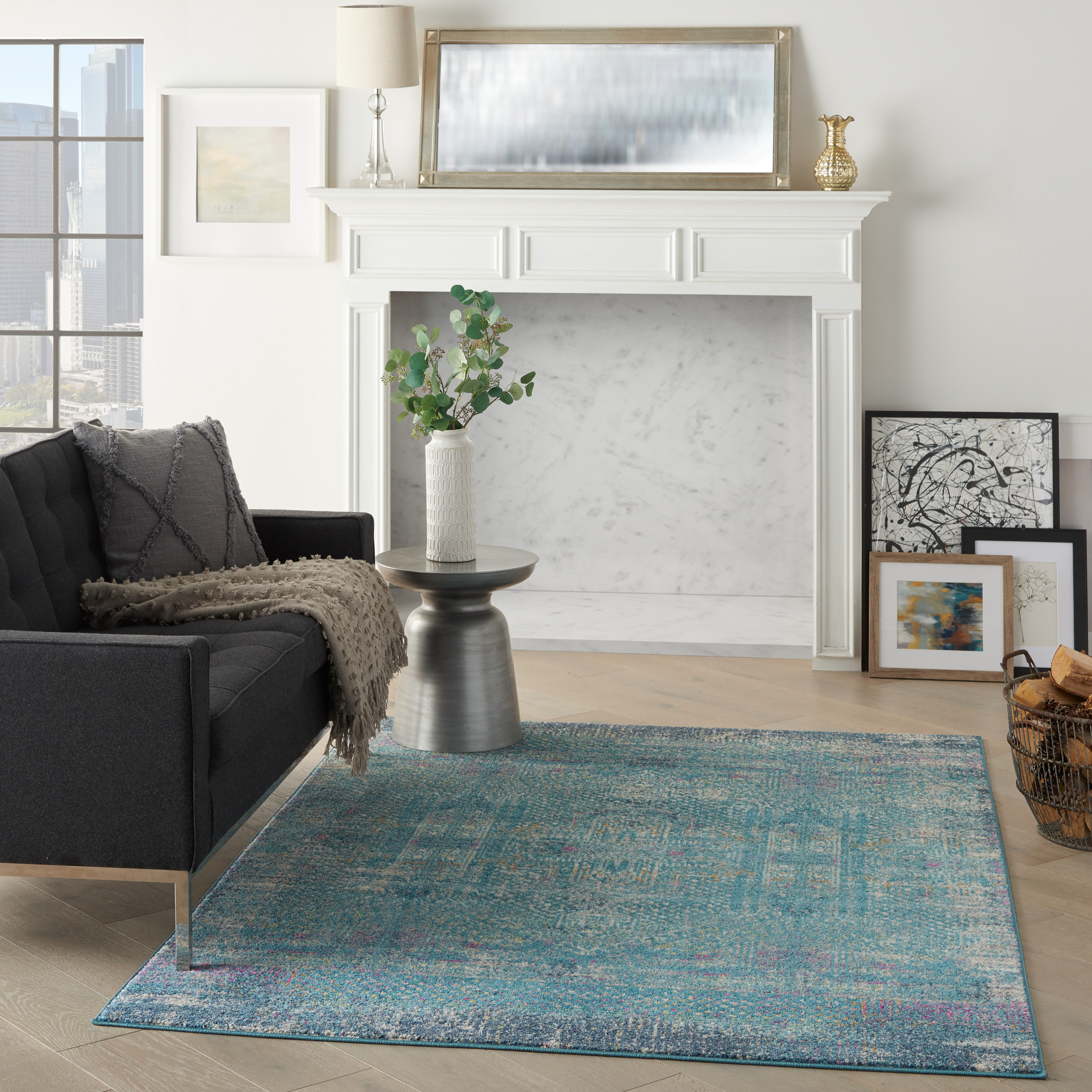 Langley Street® Verda Oriental Blue Area Rug & Reviews | Wayfair