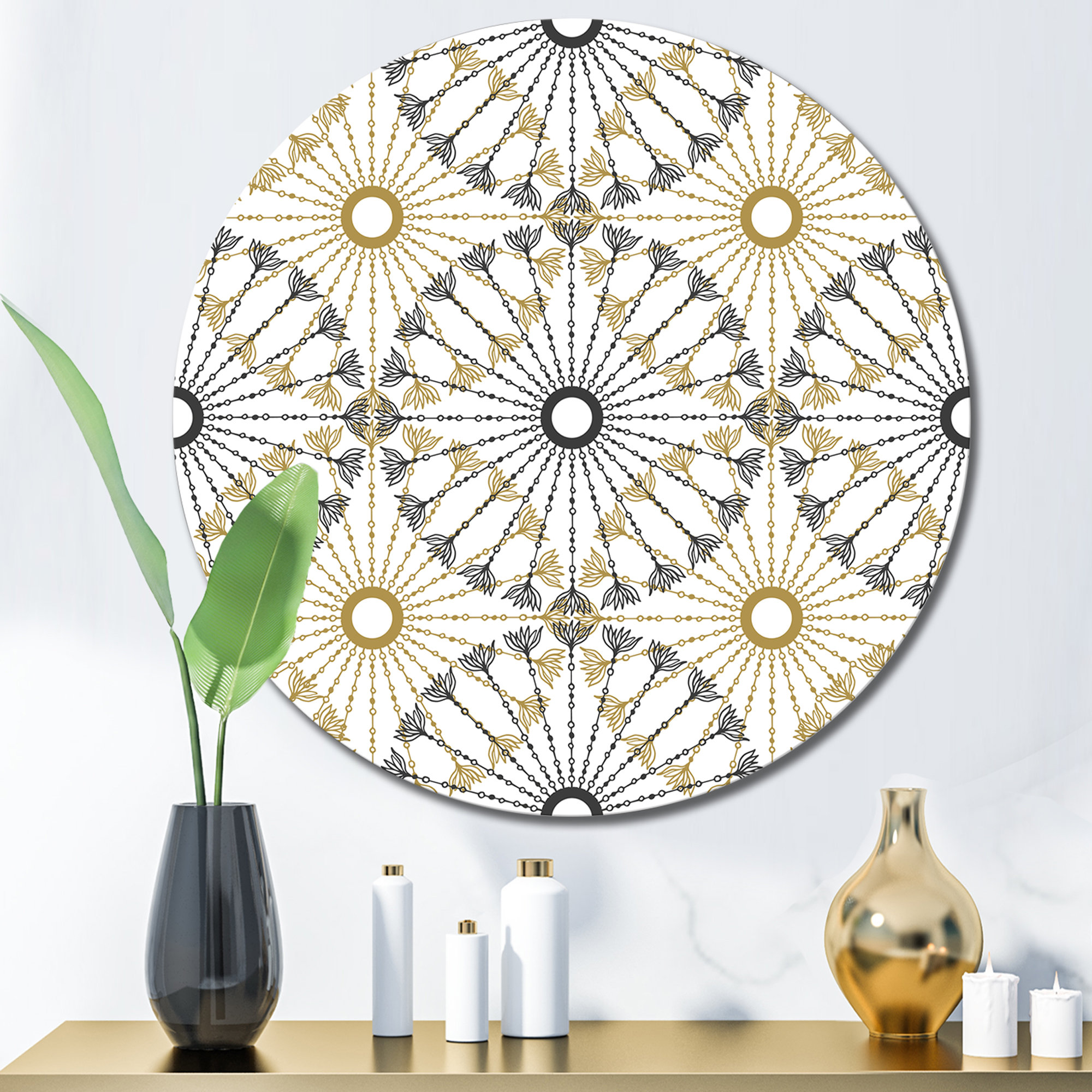 Bungalow Rose Vintage Retro Circular Shapes - Unframed Print on Metal ...