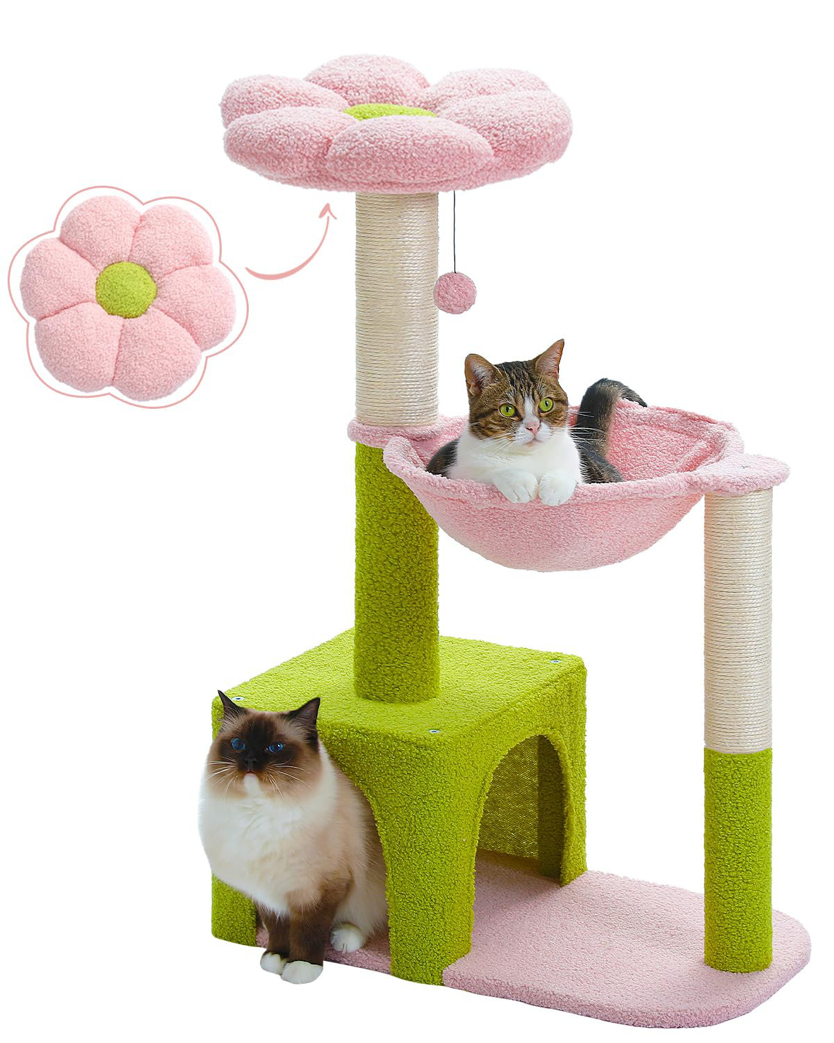 Archie & Oscar™ Flower Cat Tree With Large Metal Frame Hammock, 35 ...