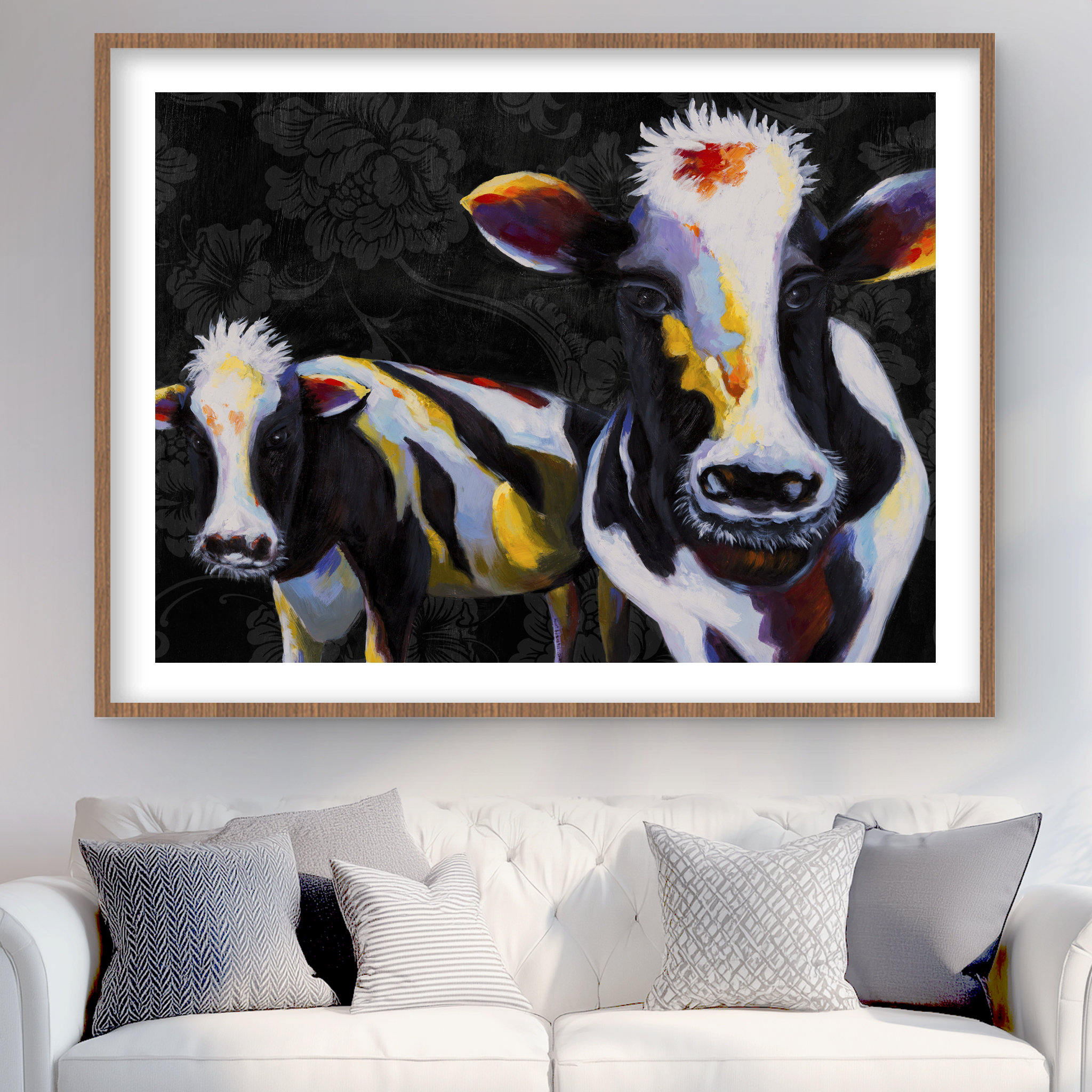 Lark Manor™ Two Funny Cows Victorian Art - Framed Matted Print for ...