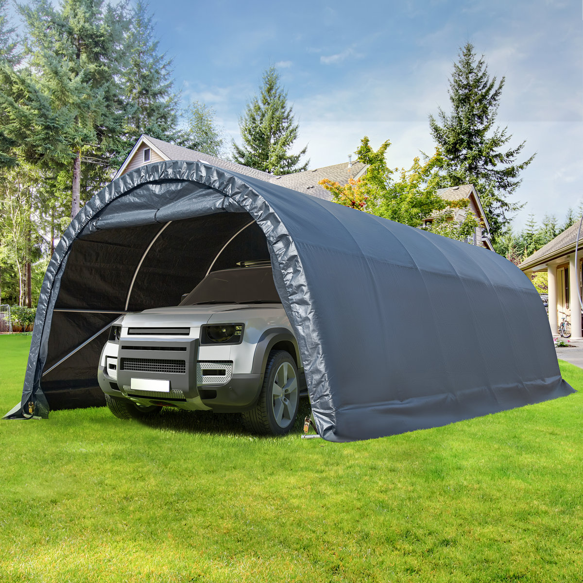 EROMMY 12Ft. W x 24Ft. D Carpoet, Garage, Storage Shed Canopy | Wayfair
