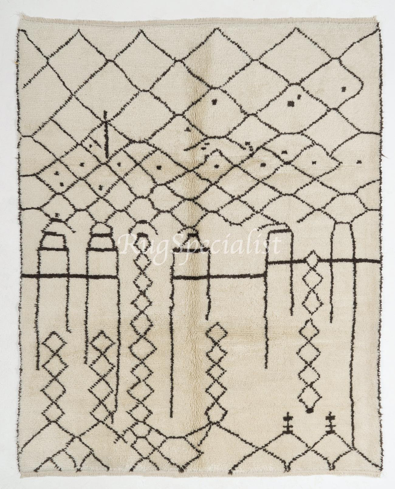 RugSpecialist Boho Chic Moroccan Tulu Rug, 100% Natural Undyed Wool ...