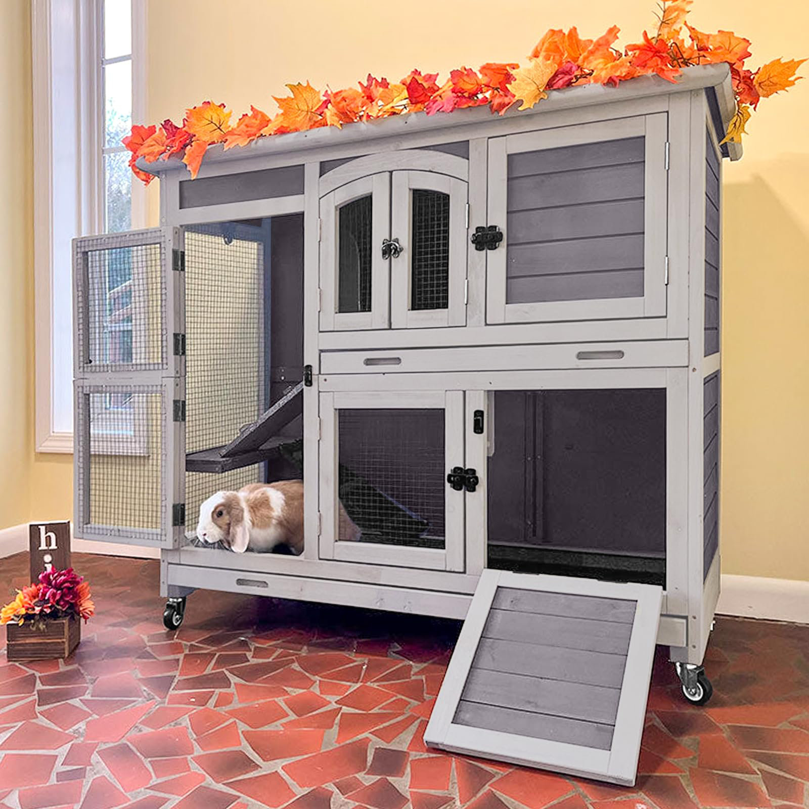 Tucker Murphy Pet™ 2-tier Indoor Rabbit Hutch Bunny House Guinea Pig ...