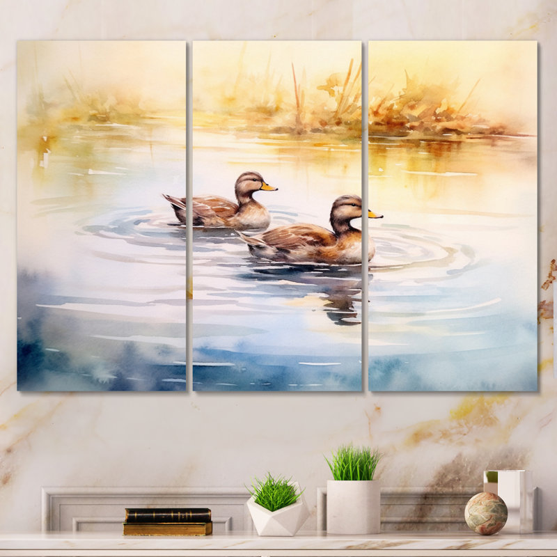 August Grove® Ducks in Pond V - Animal Duck Metal Wall Decor Set | Wayfair
