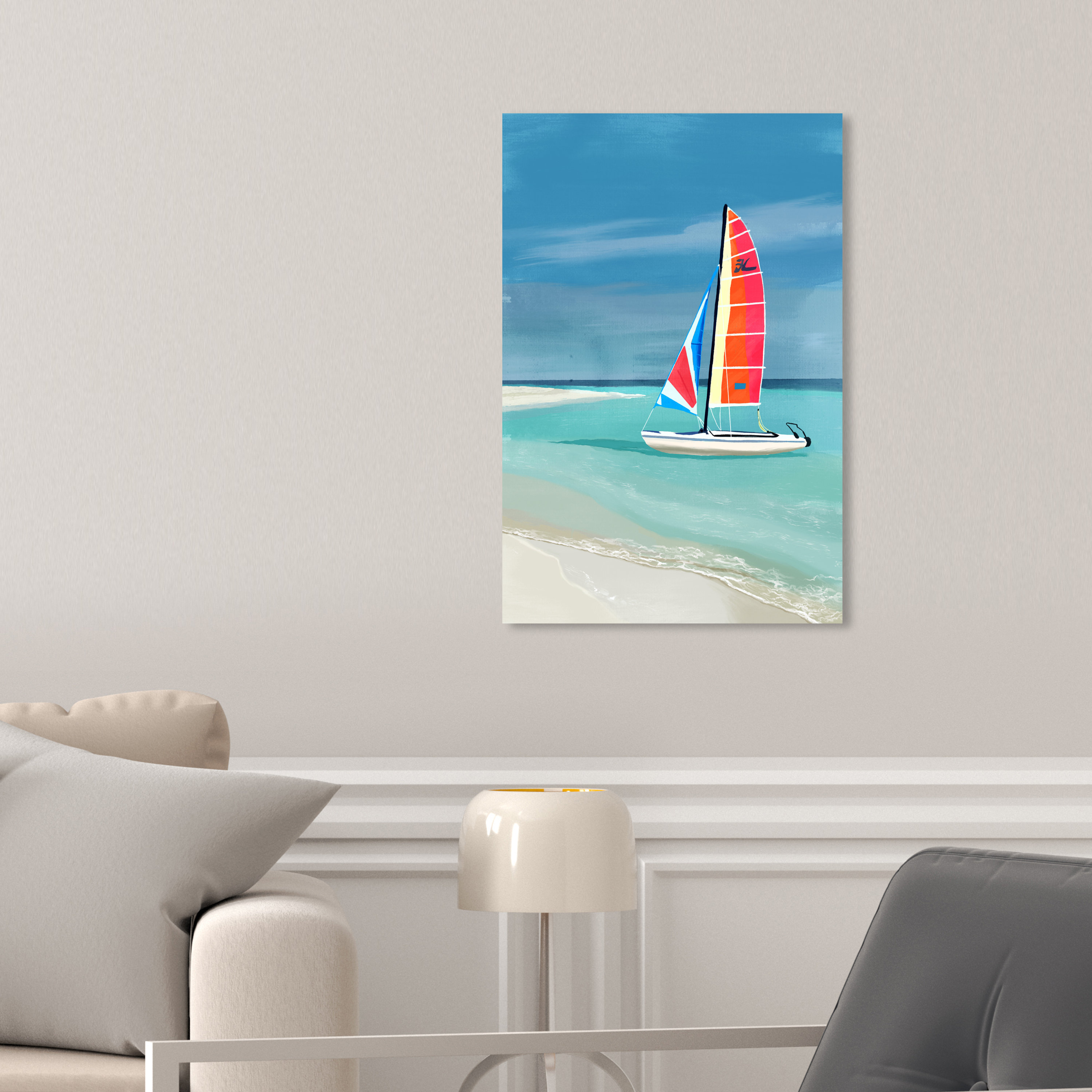 Oliver Gal Prints Beach Shore Sails, Ocean Boat Sky Coastal Blue ...
