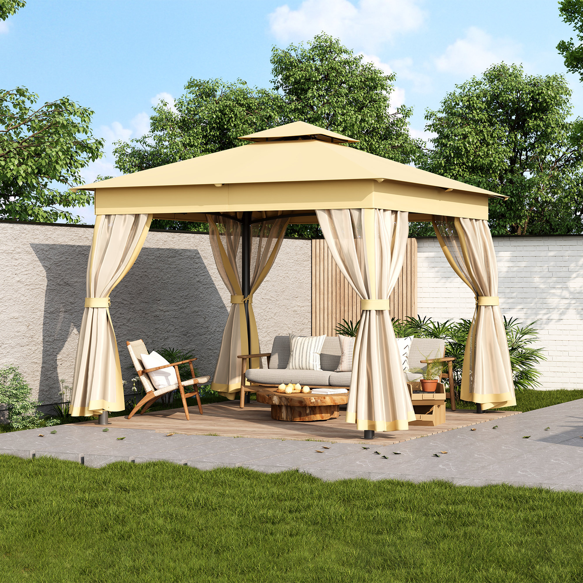 HOME OF FIGHT VENTURES LLC Hardtop Gazebo, Outdoor Polyester Double ...