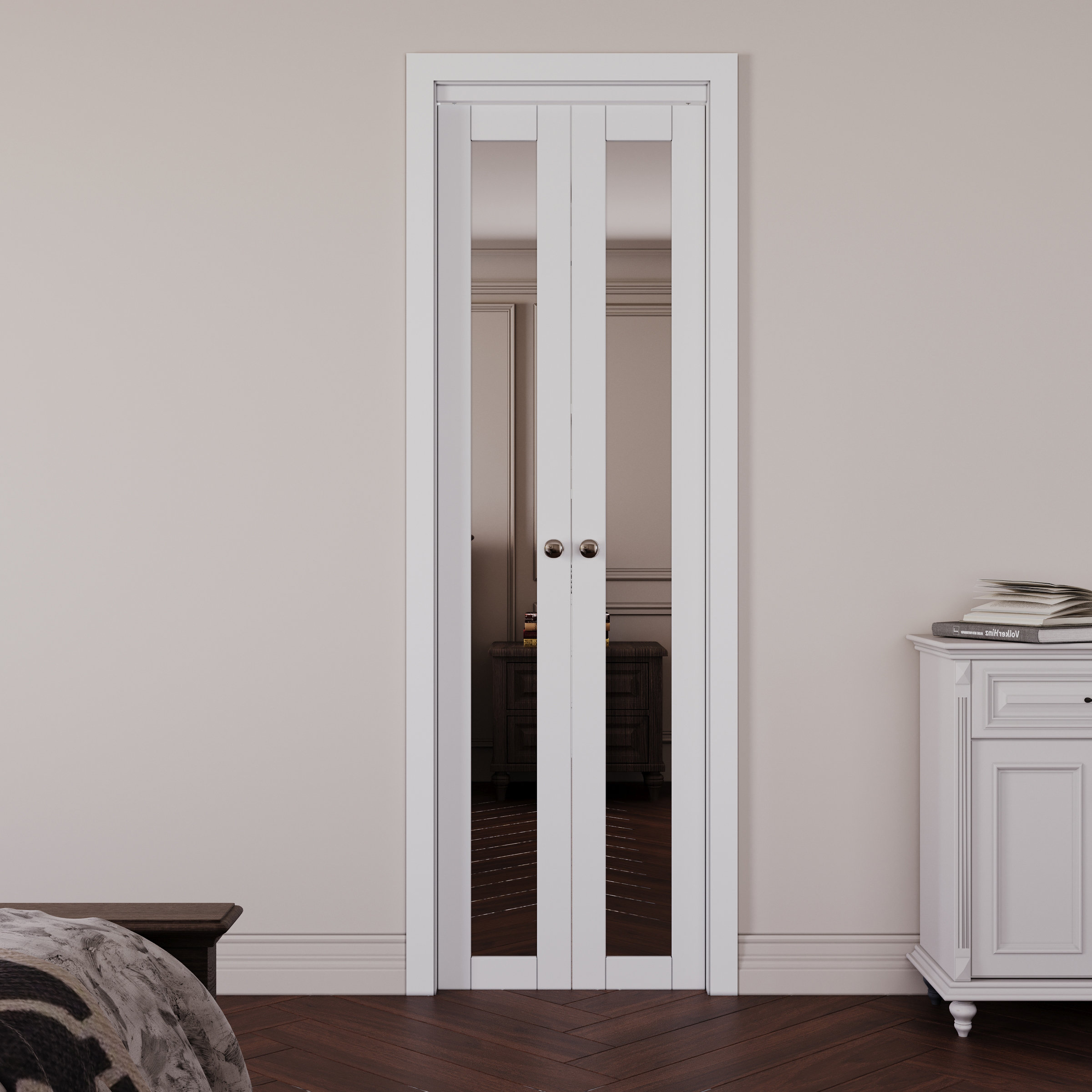 ARK DESIGN 1-Lite Mirrored Pivot-French Solid Core Doors With ...