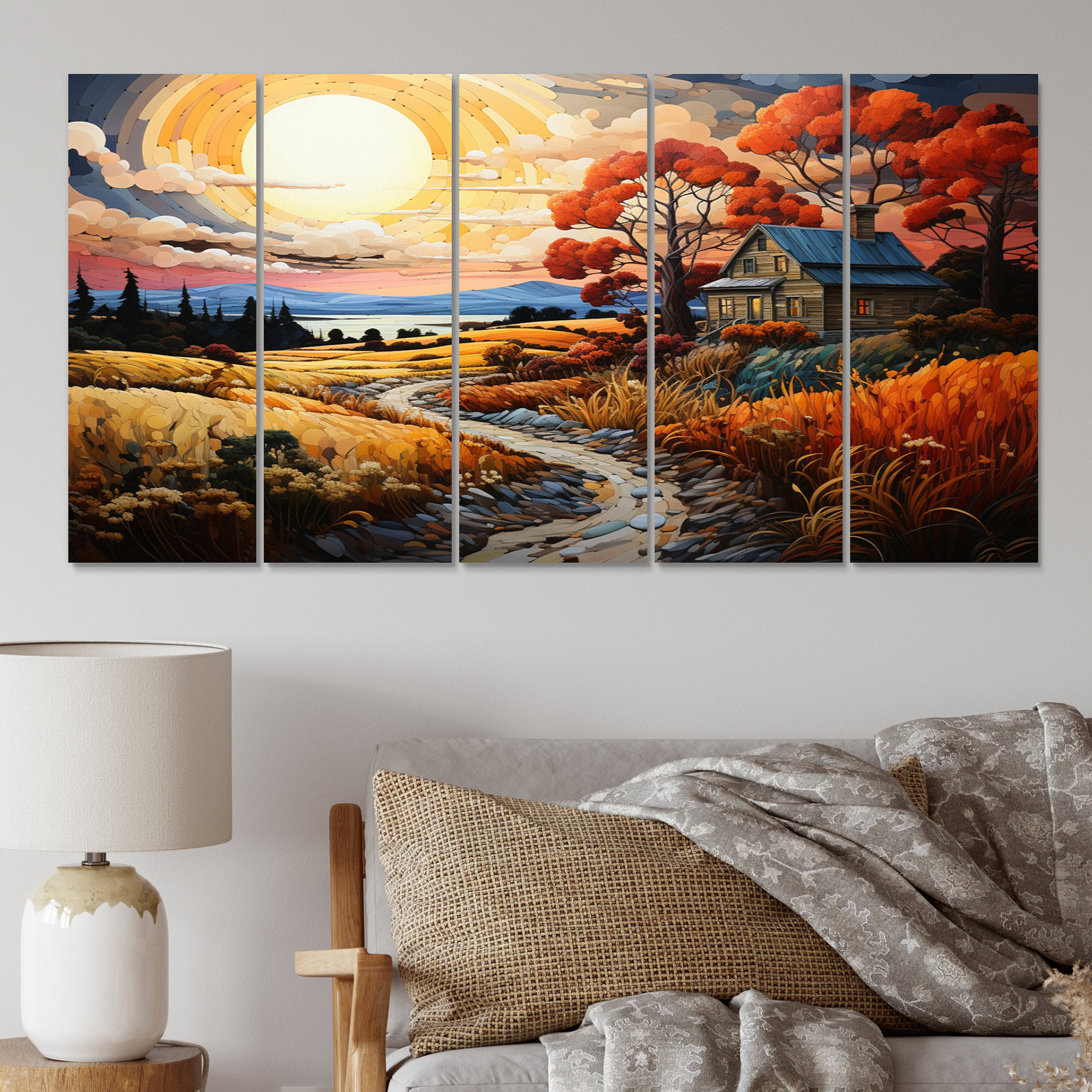 Design Art Farmhouse Farmstead Mosaic Pointillism II - Farm Metal Art ...