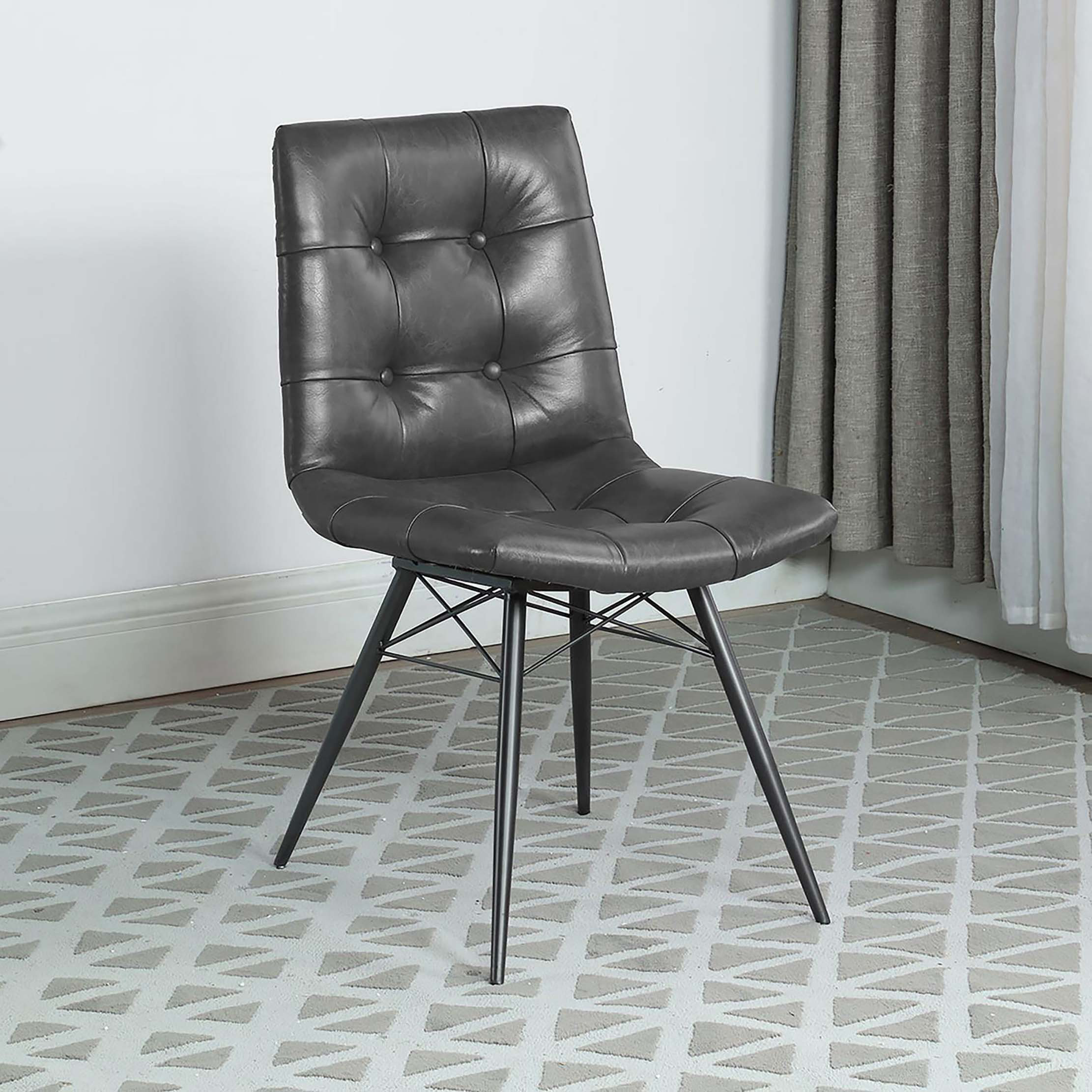 Red Barrel Studio® Charcoal and Gunmetal Tufted Back Dining Chairs (Set ...