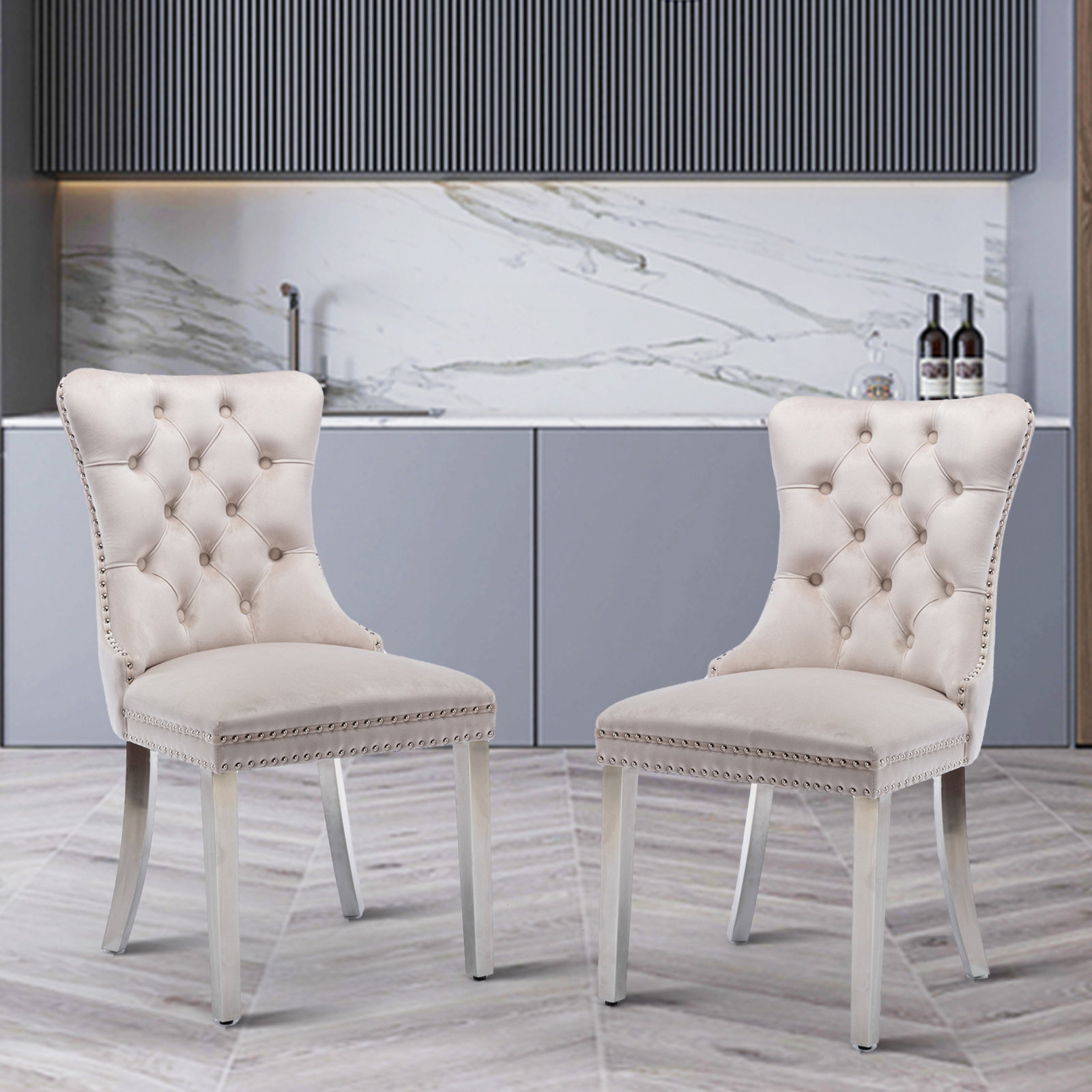 Rosdorf Park Jetzibe Tufted Velvet Upholstered Parsons Chair with ...