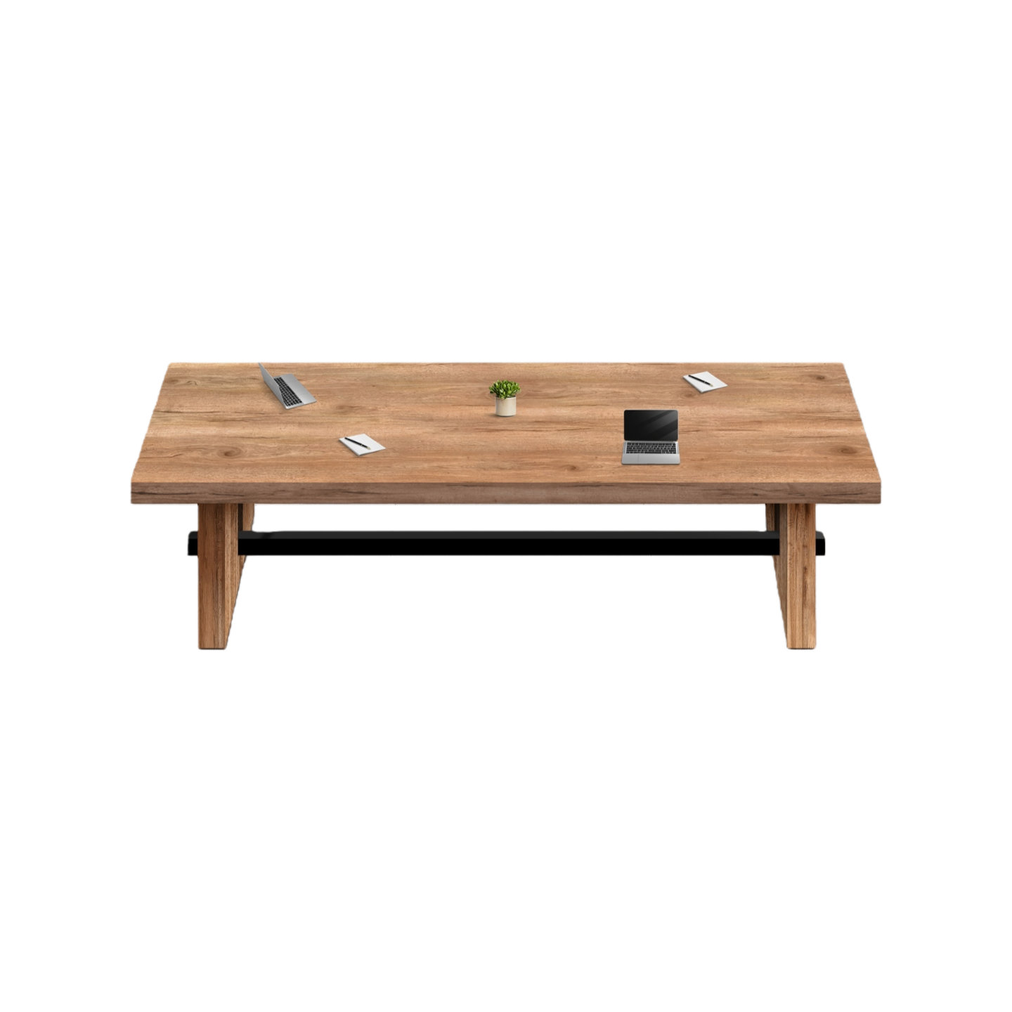 Inbox Zero Modern Industrial Rectangular Solid Wood Conference Table ...