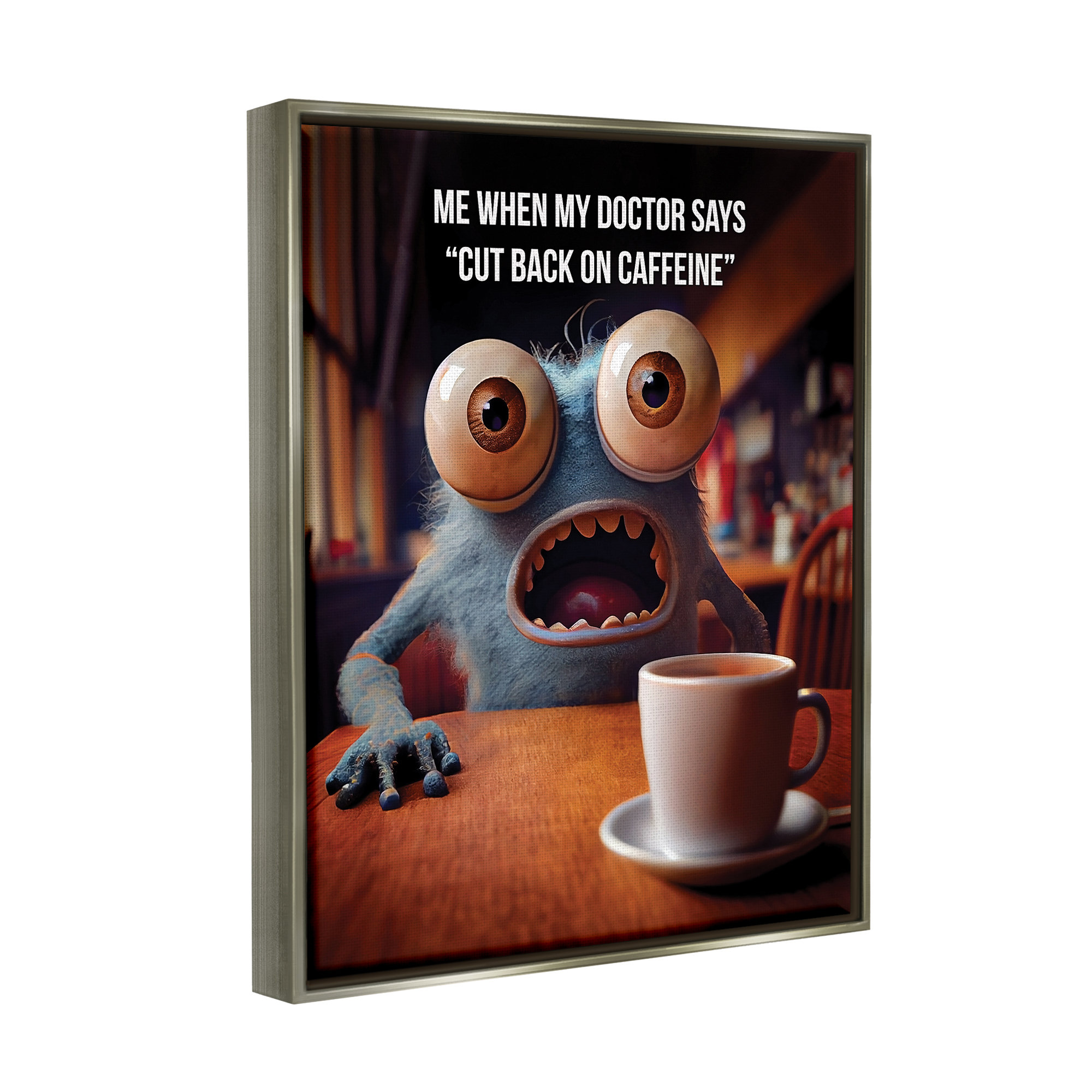 Trinx Monster And Coffee Phrase On Canvas by Karen Burke Graphic Art ...