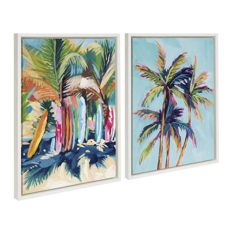 Bay Isle Home™ Coastal Beach Palm Tree Wall Art | Wayfair