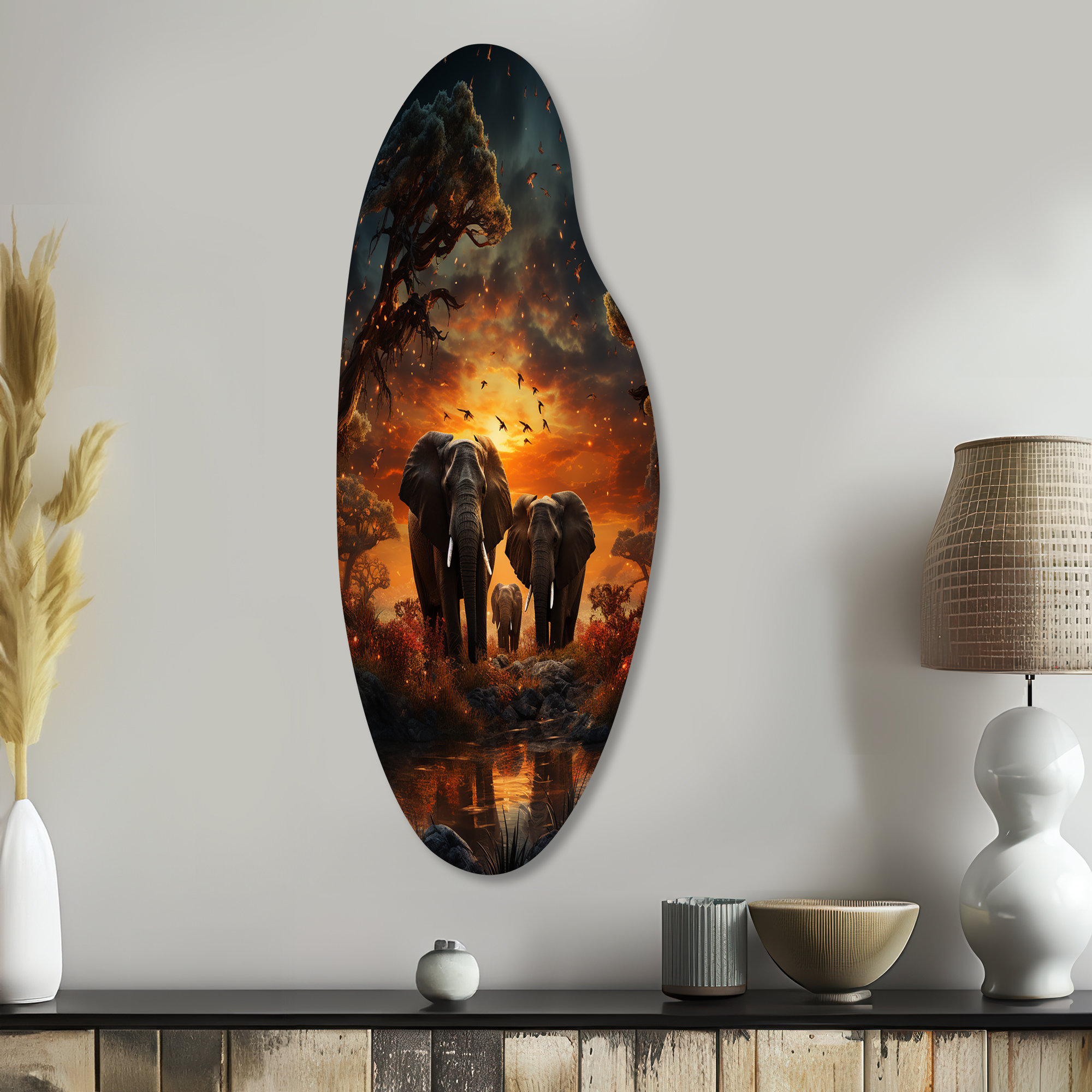 East Urban Home African Celestial Safari III - African Art Curved Shape ...