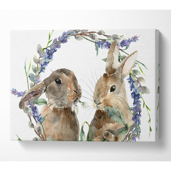 Brambly Cottage Two Watercolour Rabbits - Wrapped Canvas Print ...