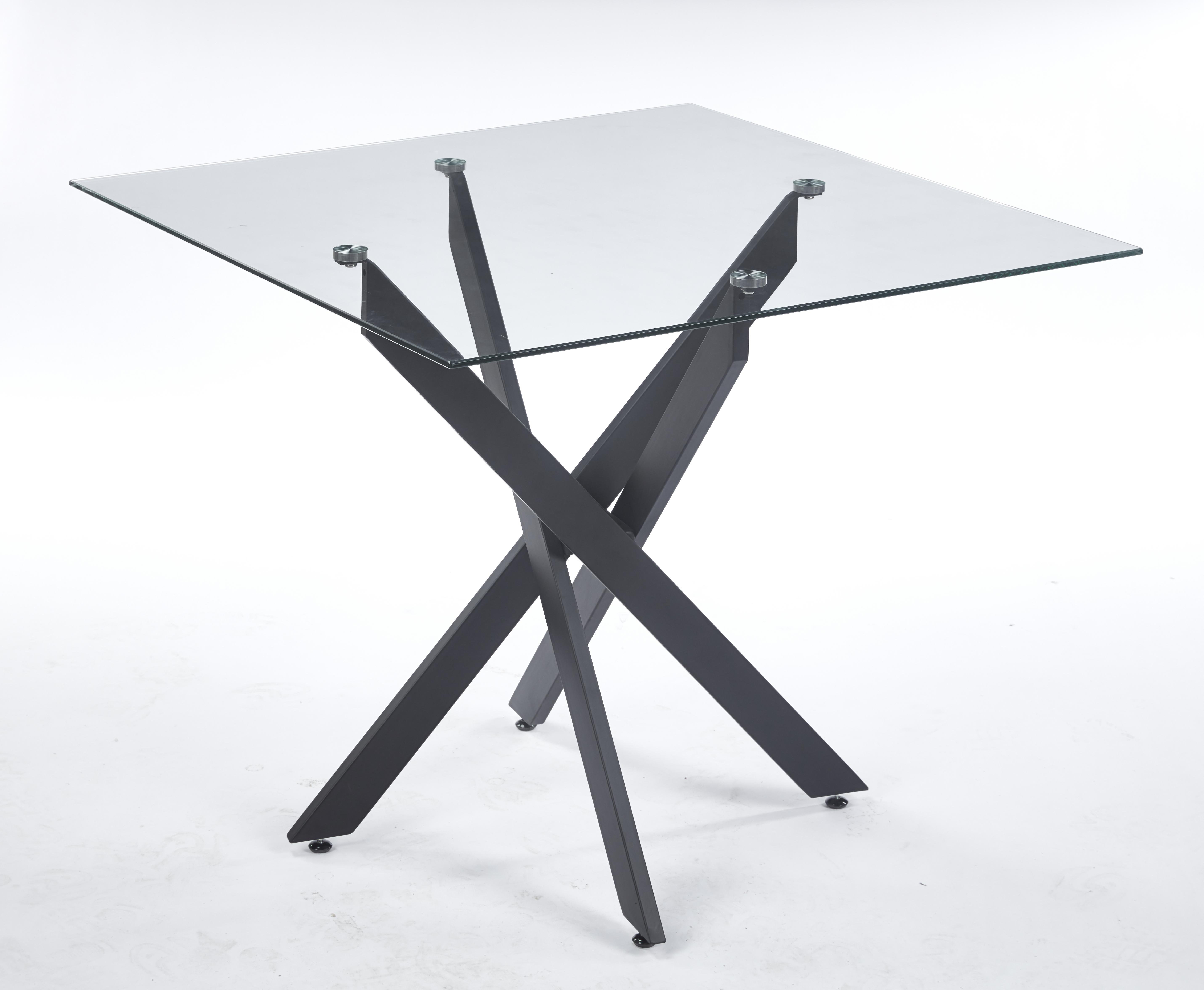 Wrought Studio™ Kaison Dining Table with Tempered Glass Top & Cross ...