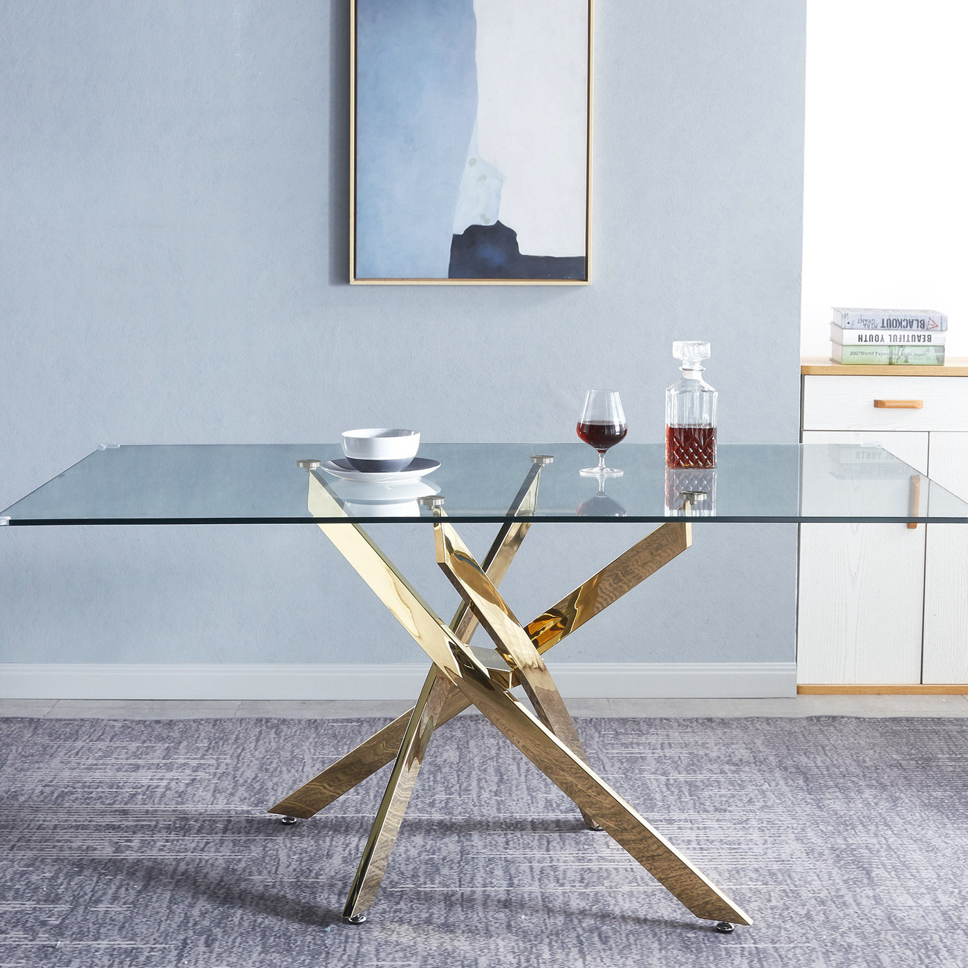 GZMWON Rectangular Tempe Glass Dining TableModern Dining Room Interior ...