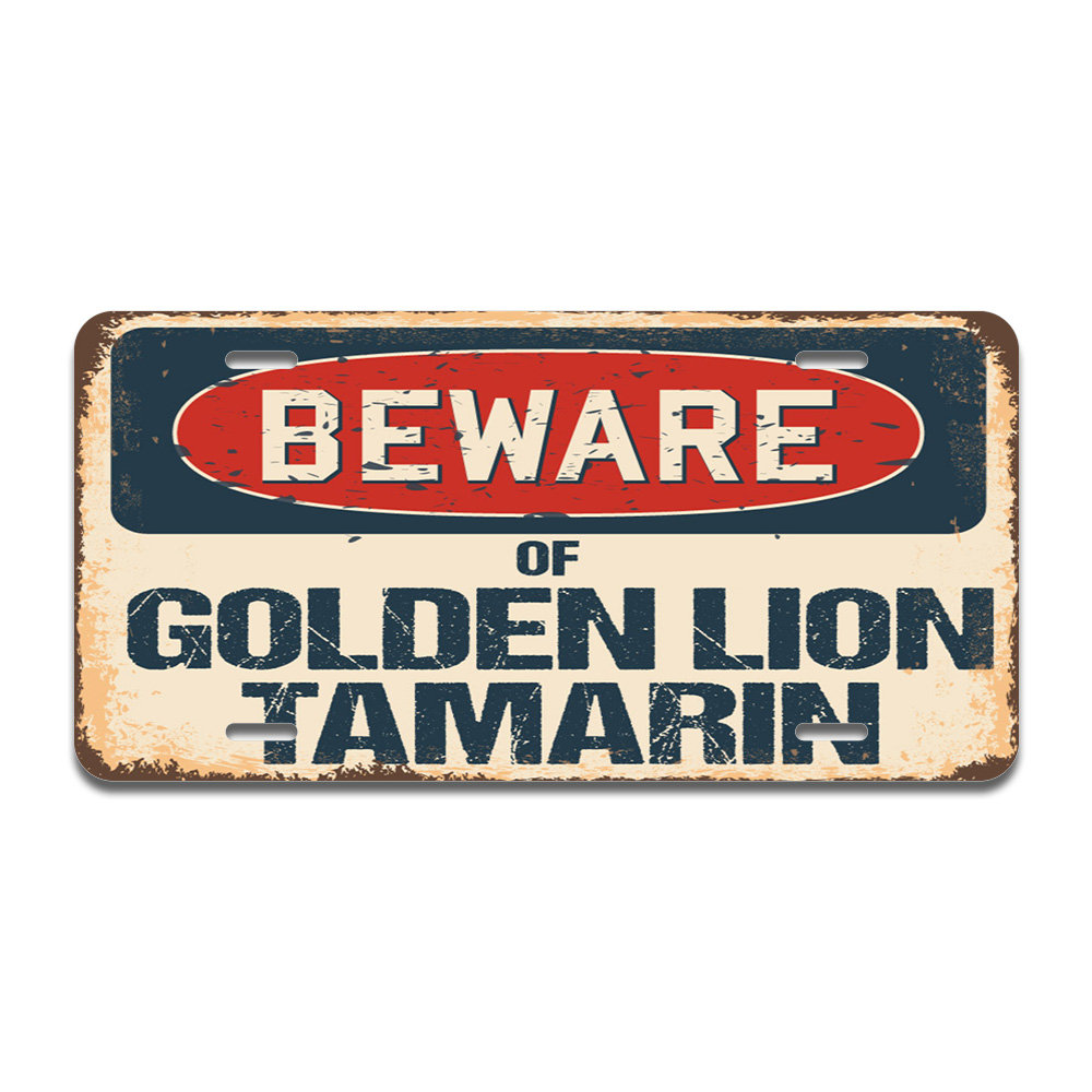 SignMission Beware of Golden Lion Tamarin Aluminum Plate Frame | Wayfair
