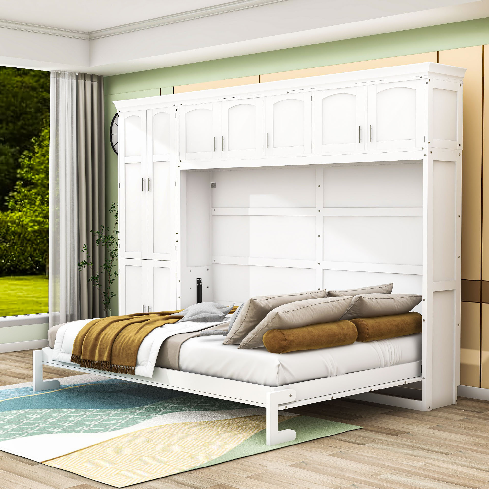 Red Barrel Studio® Triska Space-Saving Queen Murphy Bed with Integrated ...