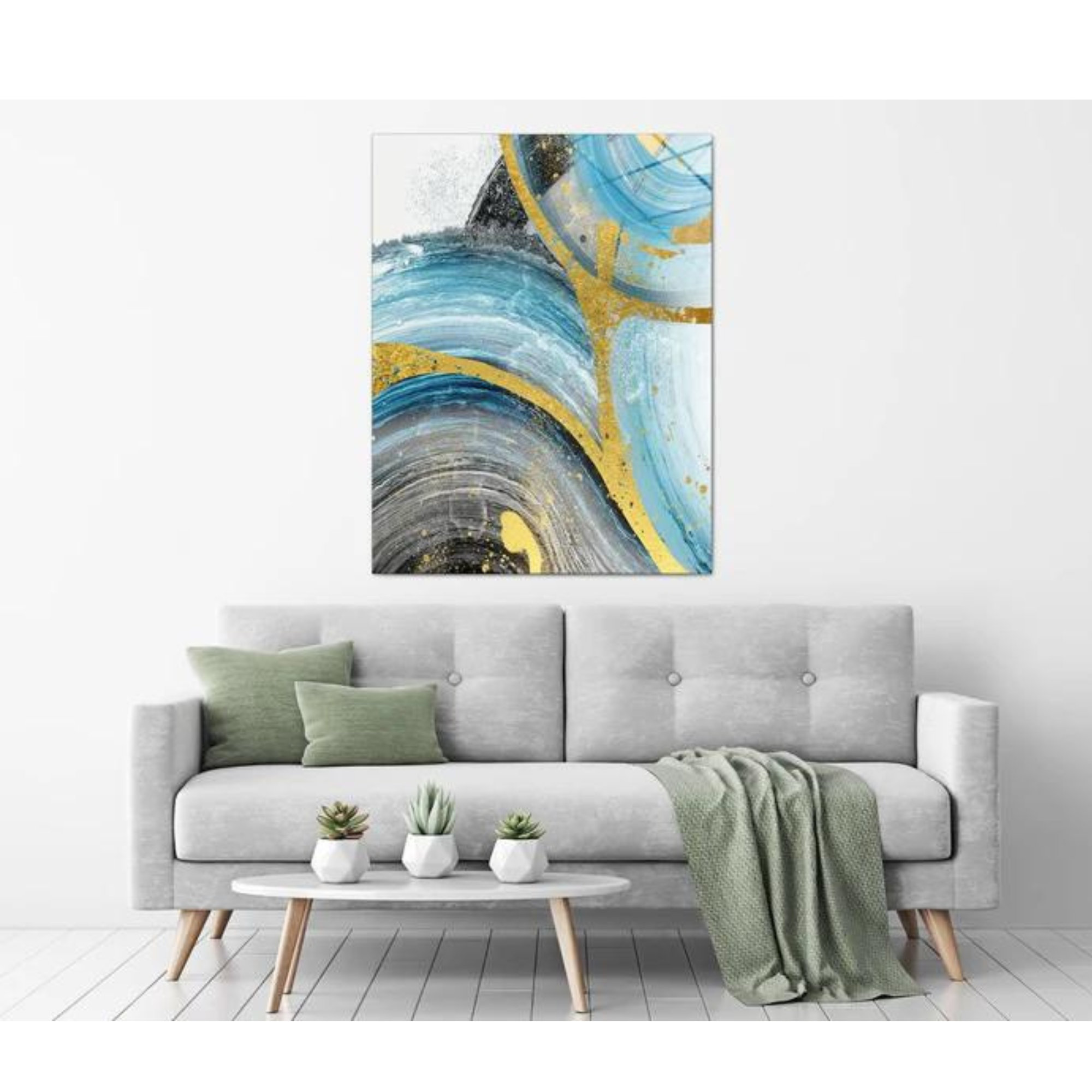Mercer41 Nordic Blue Abstract Poster Canvas | Wayfair