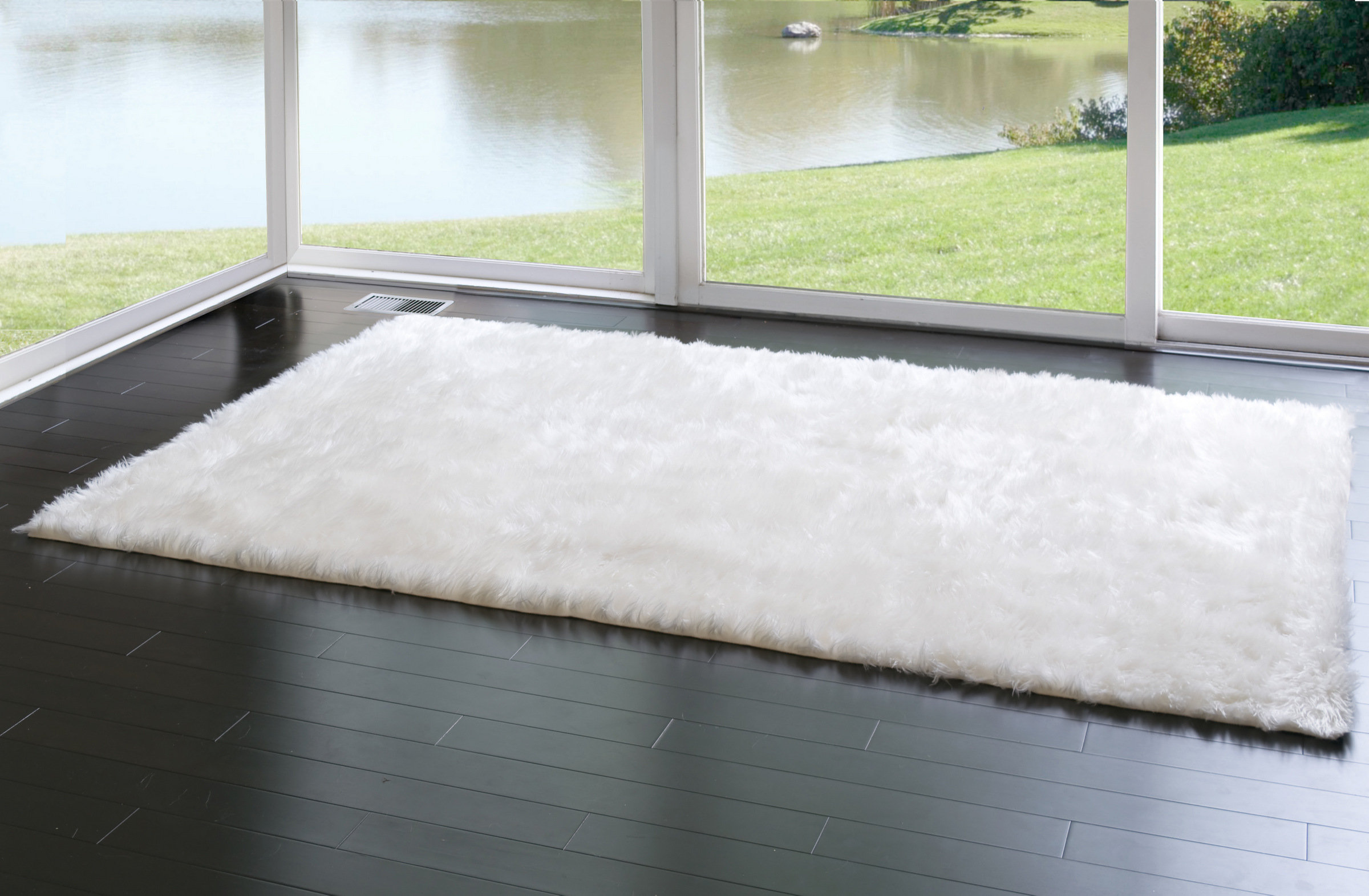 Mercer41 Mikaeel Faux Fur True White Area Rug & Reviews | Wayfair