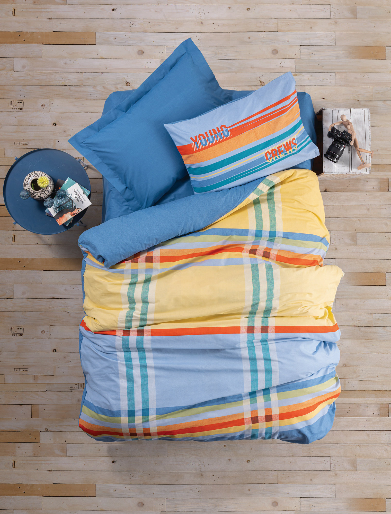 Asir Group INC Aeilt Yellow/Blue/Orange 100% Cotton Modern ...